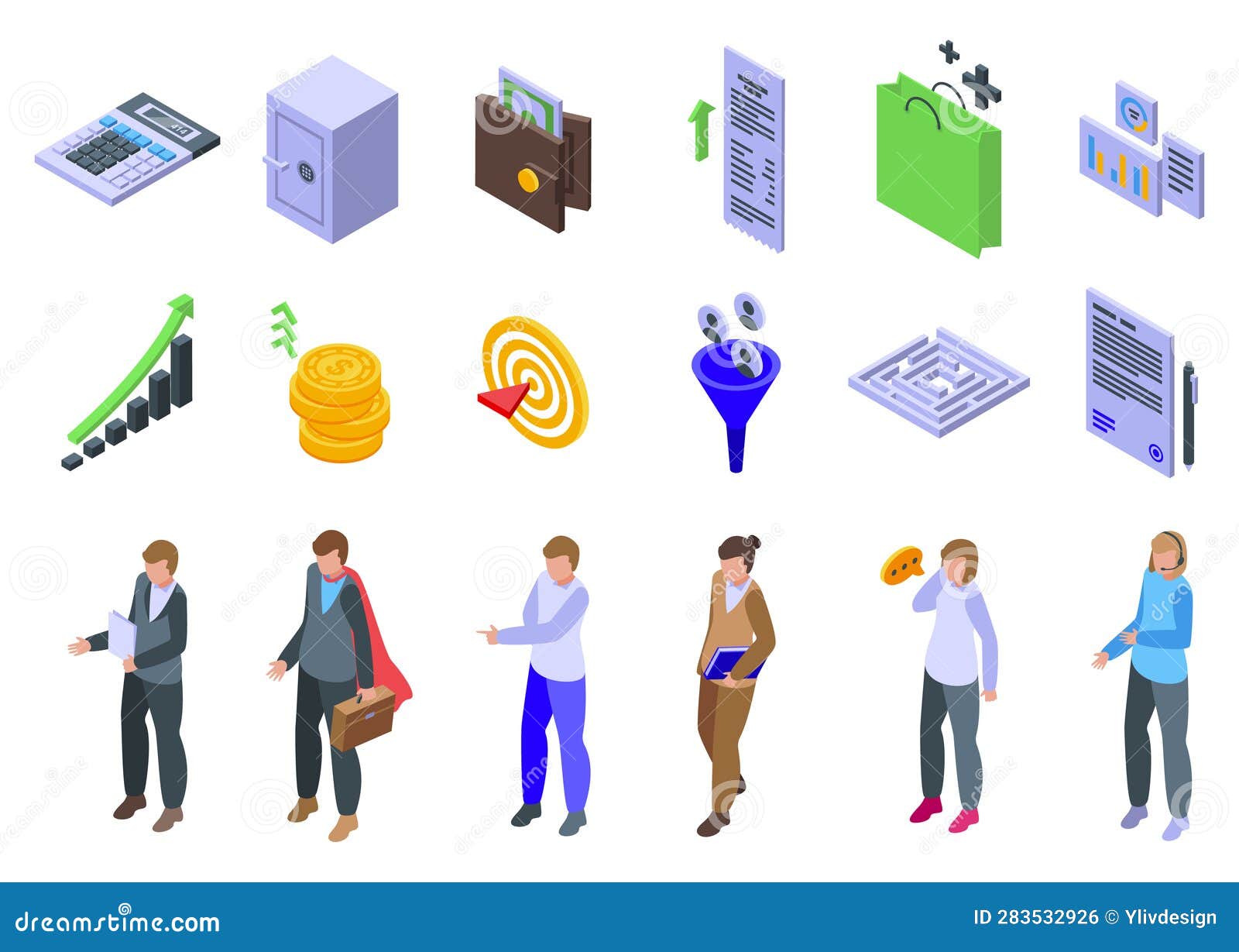 Sales Manager Icons Set Isometric Vector. Target Team Stock Vector ...