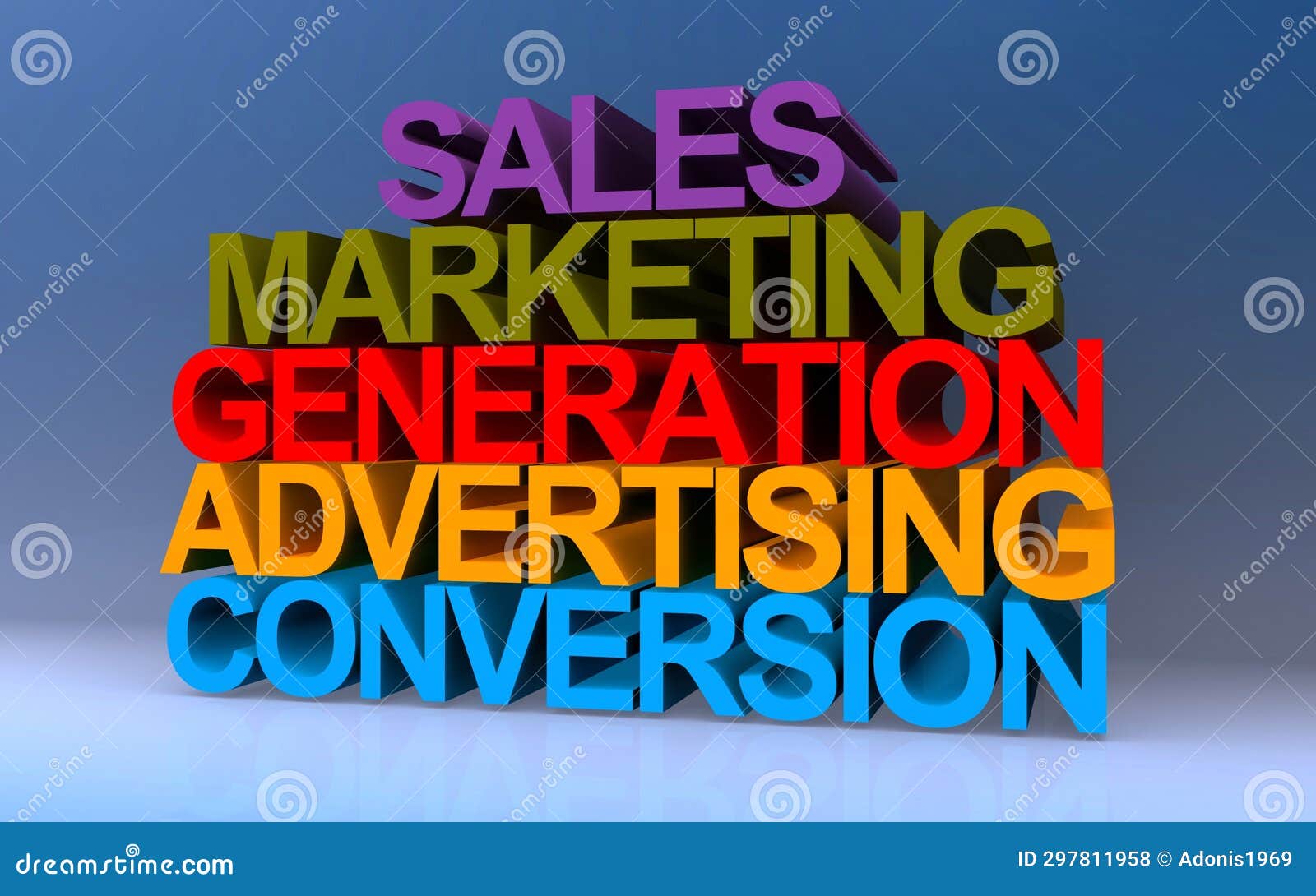 Sales Marketing Generation Advertising Conversion on Blue Stock Photo ...
