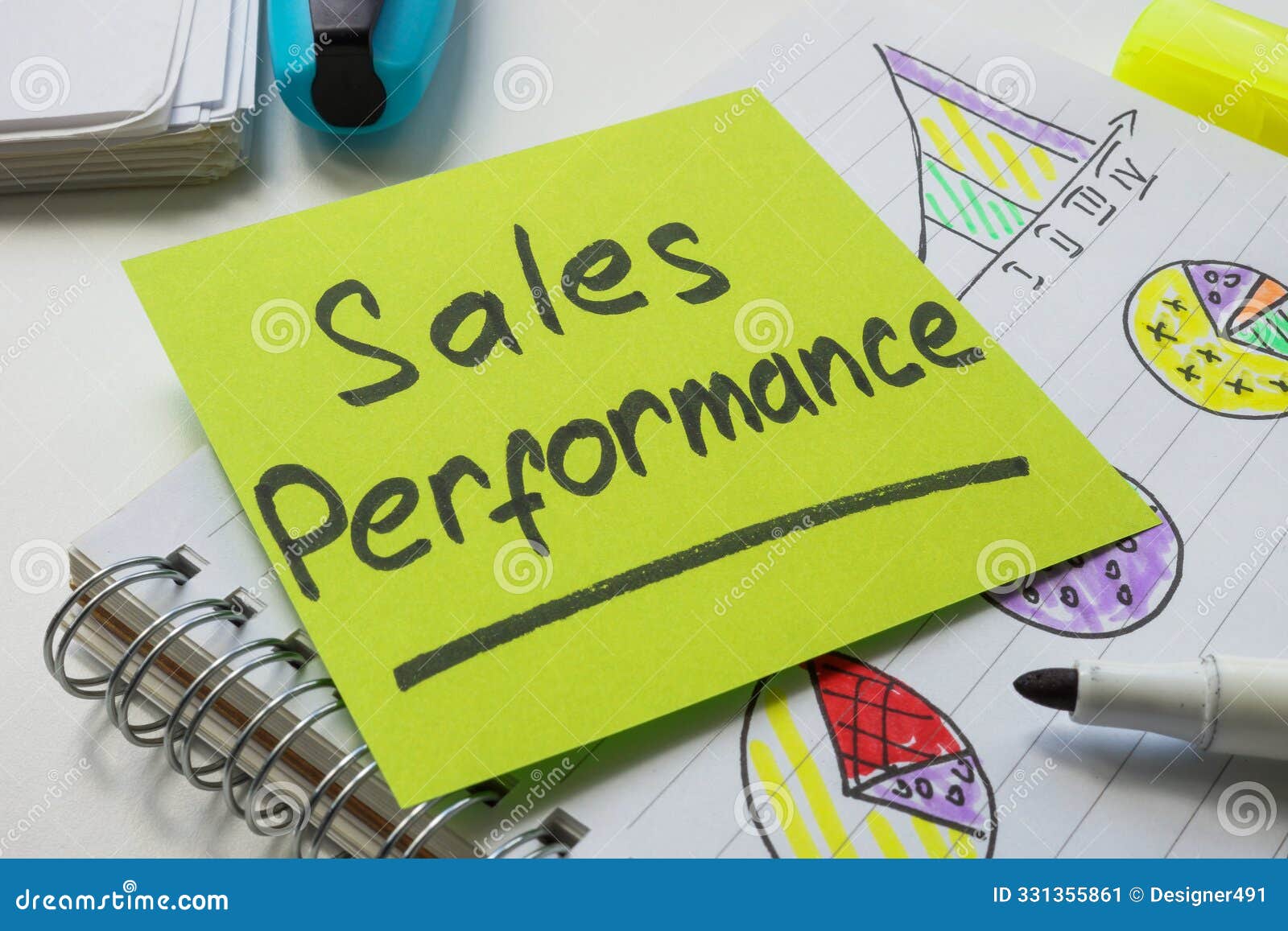 Sales Performance with Charts and Diagrams. Stock Image - Image of ...