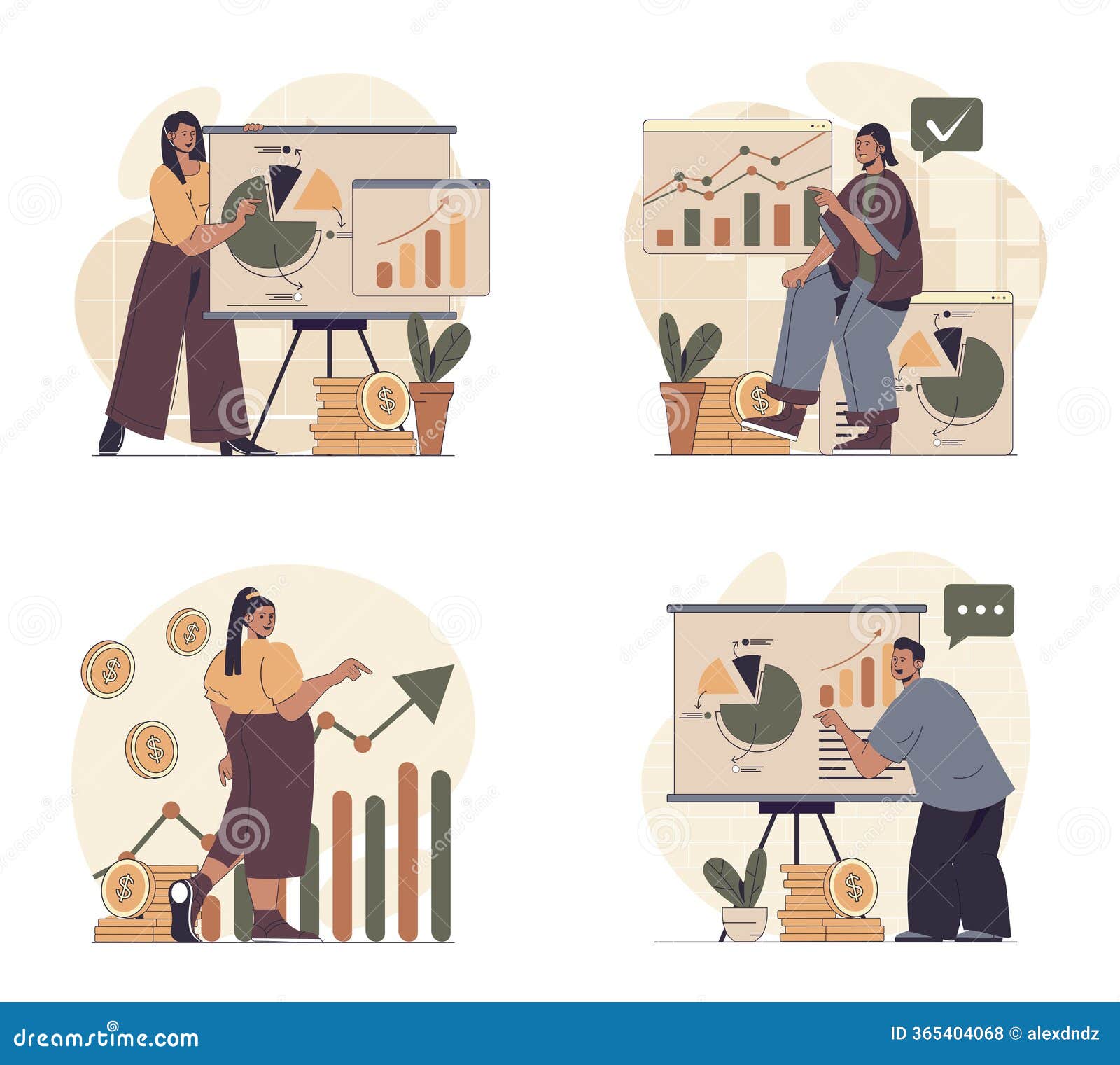Sales Performance Linear Icons Set. Quotas, Metrics, Conversions ...