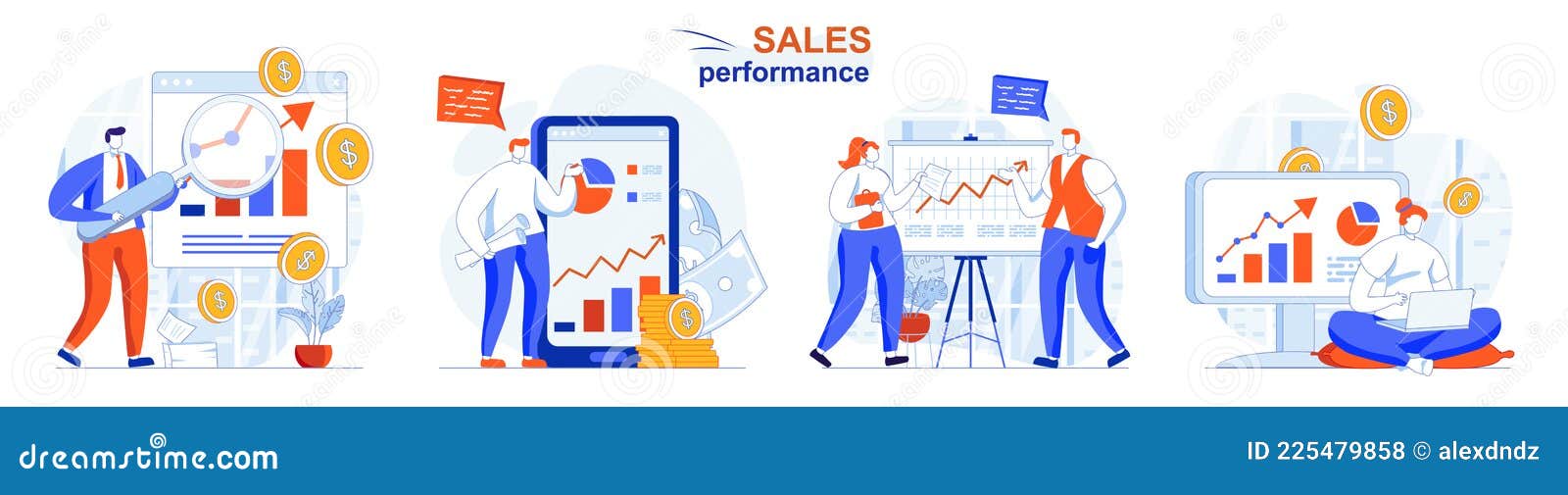 Sales Performance Concept Set. Statistics Analysis Stock Vector ...