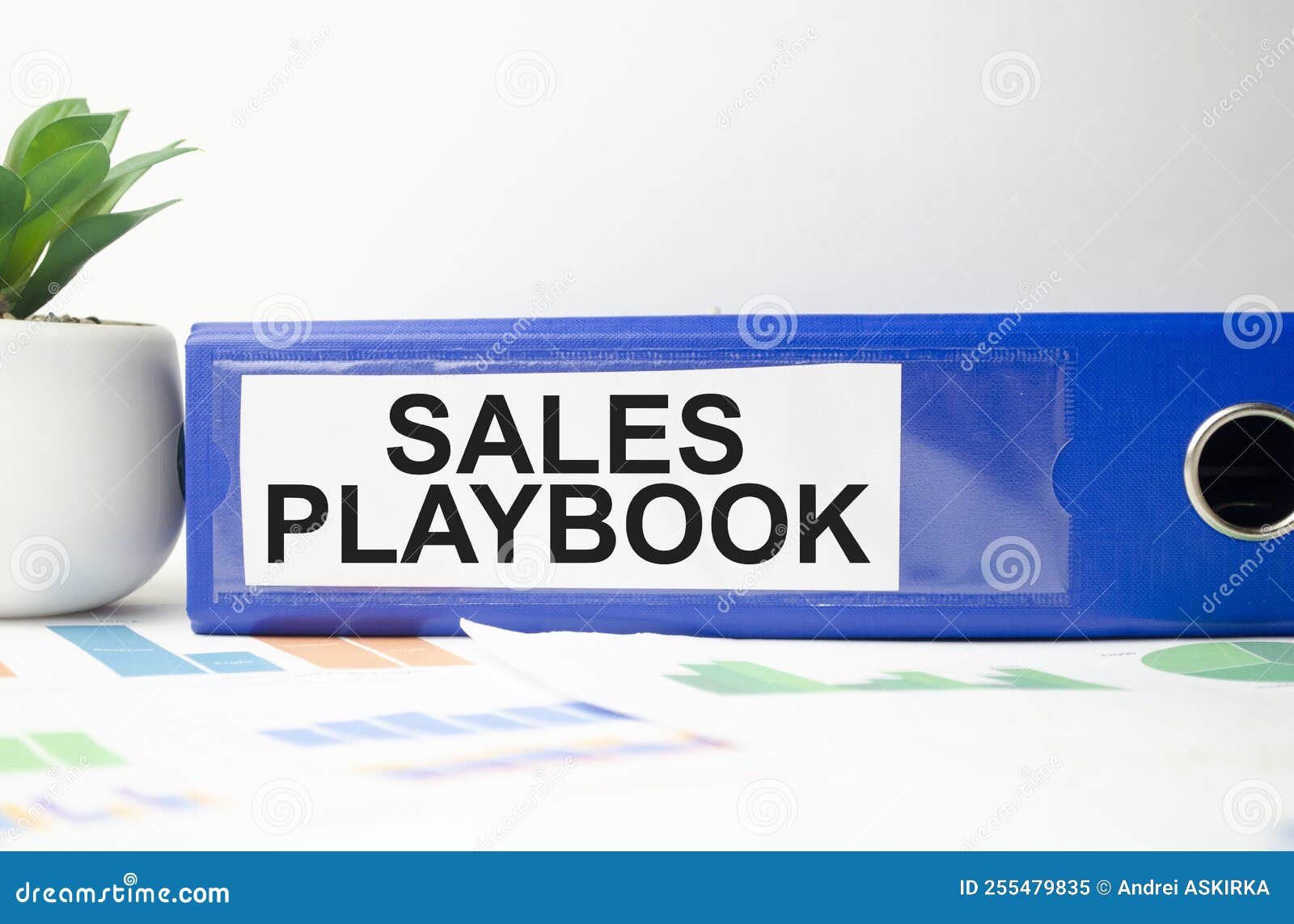 Sales Playbook Words on Blue Folder and Charts Stock Image - Image of ...