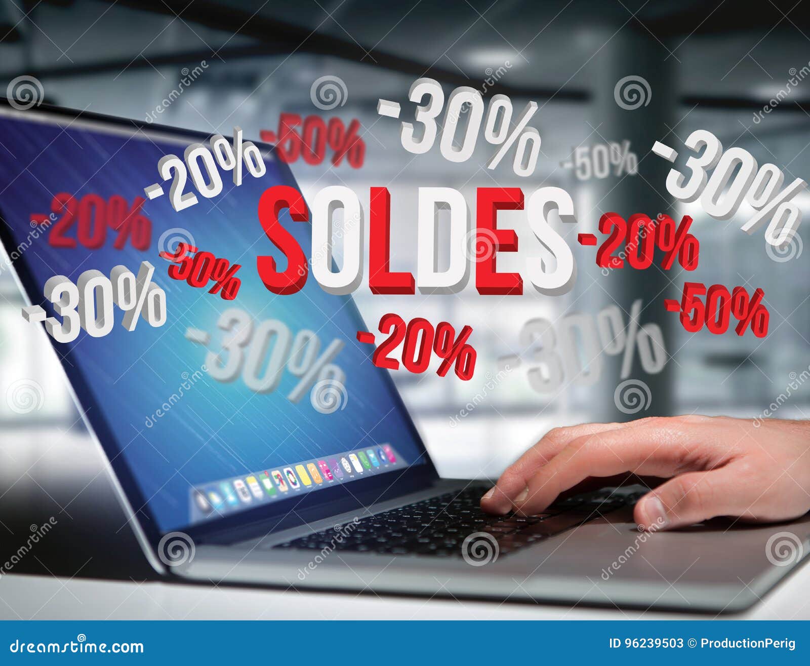 Sales Promotion 20 30 and 50 Flying Over an Interface - Shopping ...