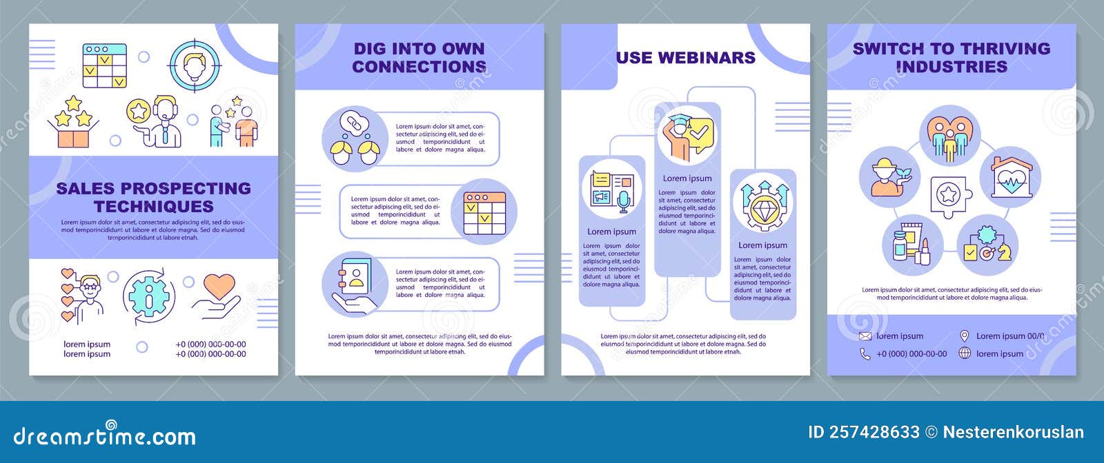 Sales Prospecting Techniques Purple Brochure Template Stock Vector ...