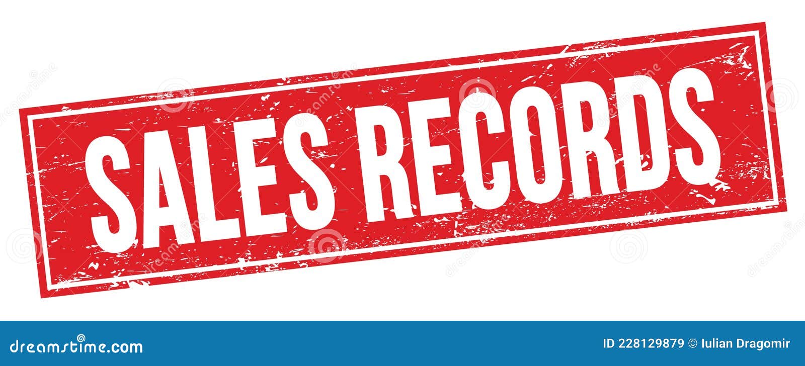 SALES RECORDS Text on Red Grungy Rectangle Stamp Stock Illustration ...
