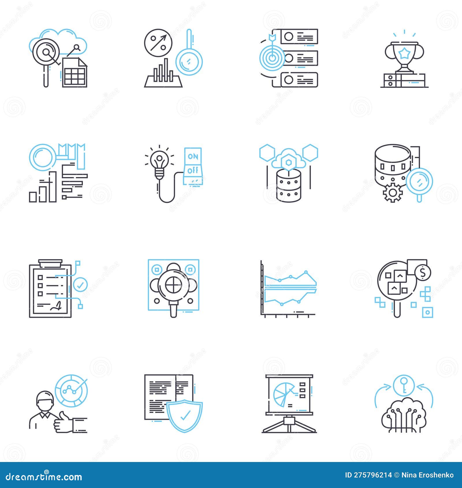 Sales Reports Linear Icons Set. Performance, Revenue, Forecast ...