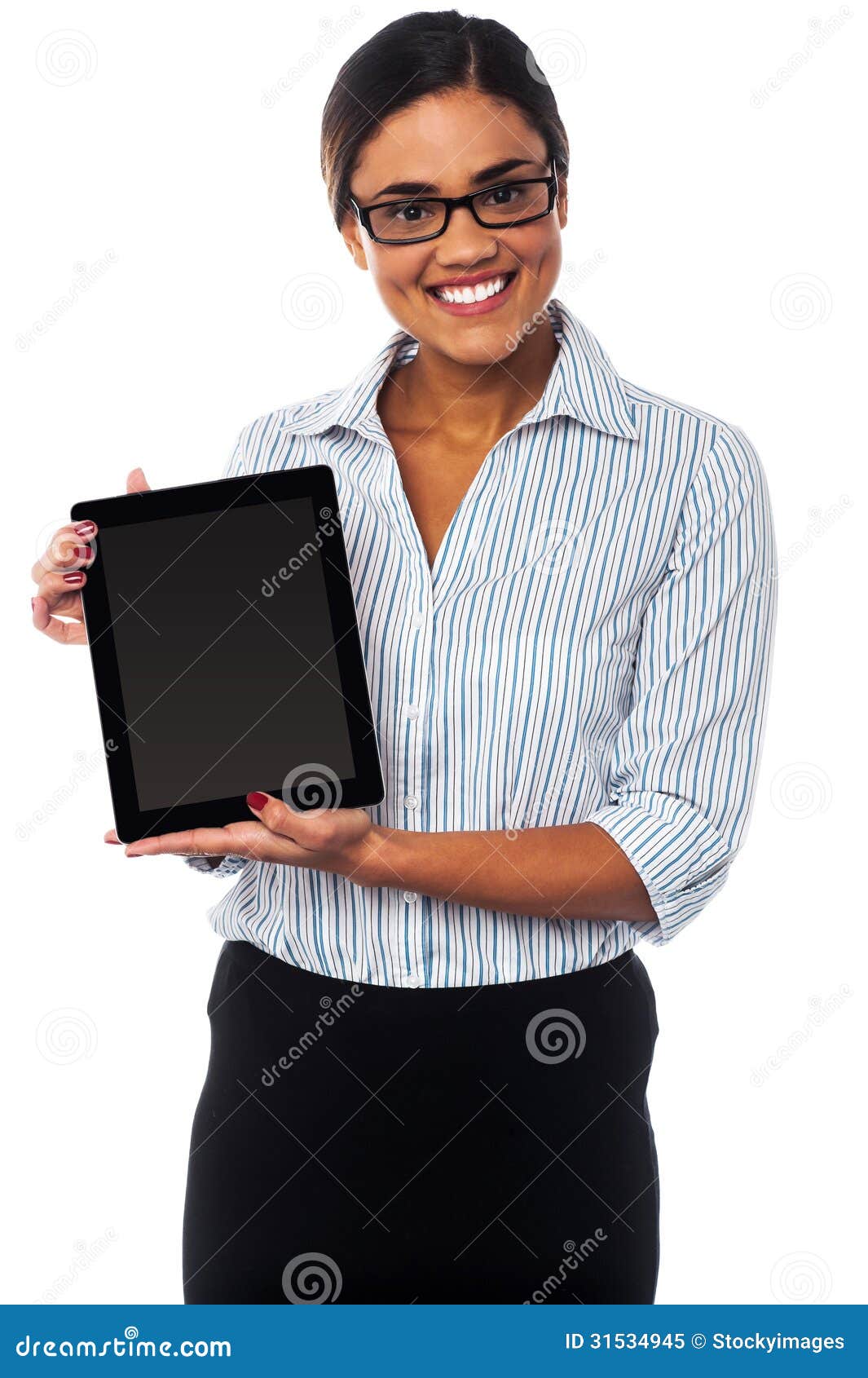 Sales Representative Displaying Tablet Pc for Sale Stock Image - Image ...