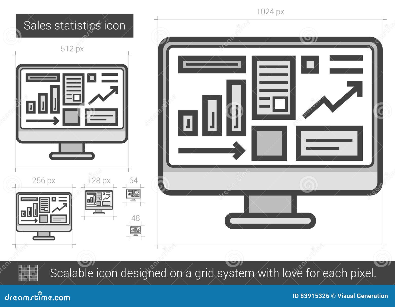Sales Statistics Line Icon. Stock Vector - Illustration of minimal ...