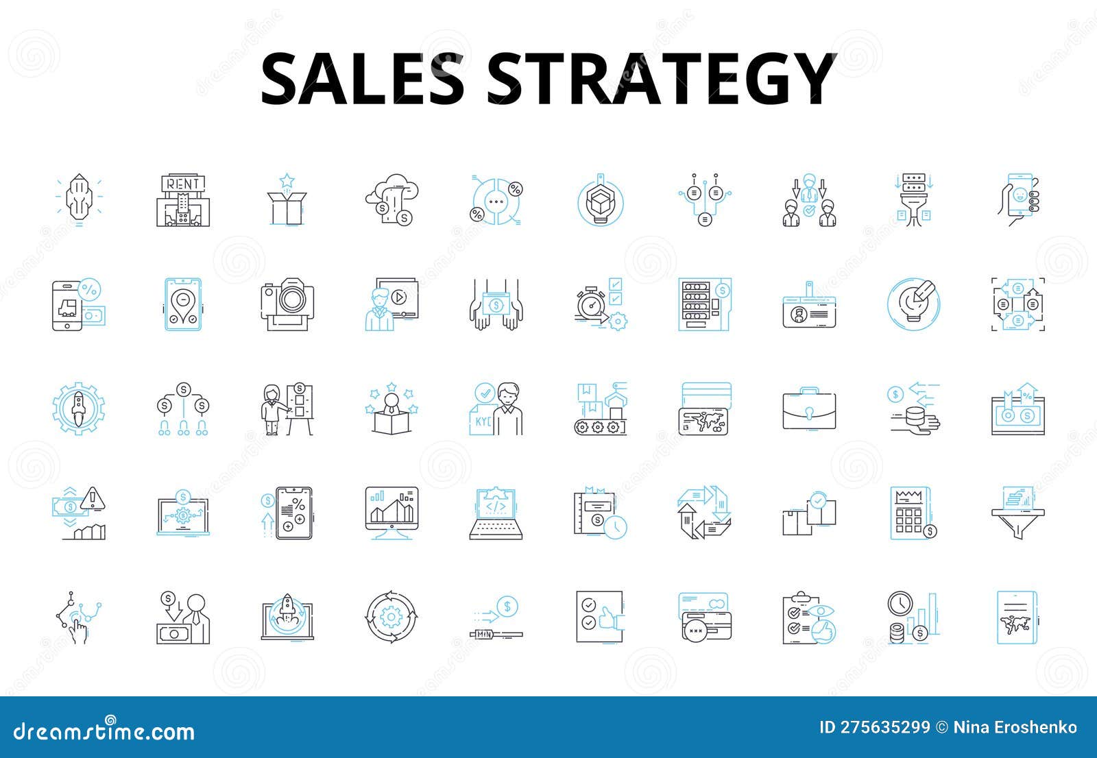 Sales Strategy Linear Icons Set. Conversion, Prospecting, Pipeline ...