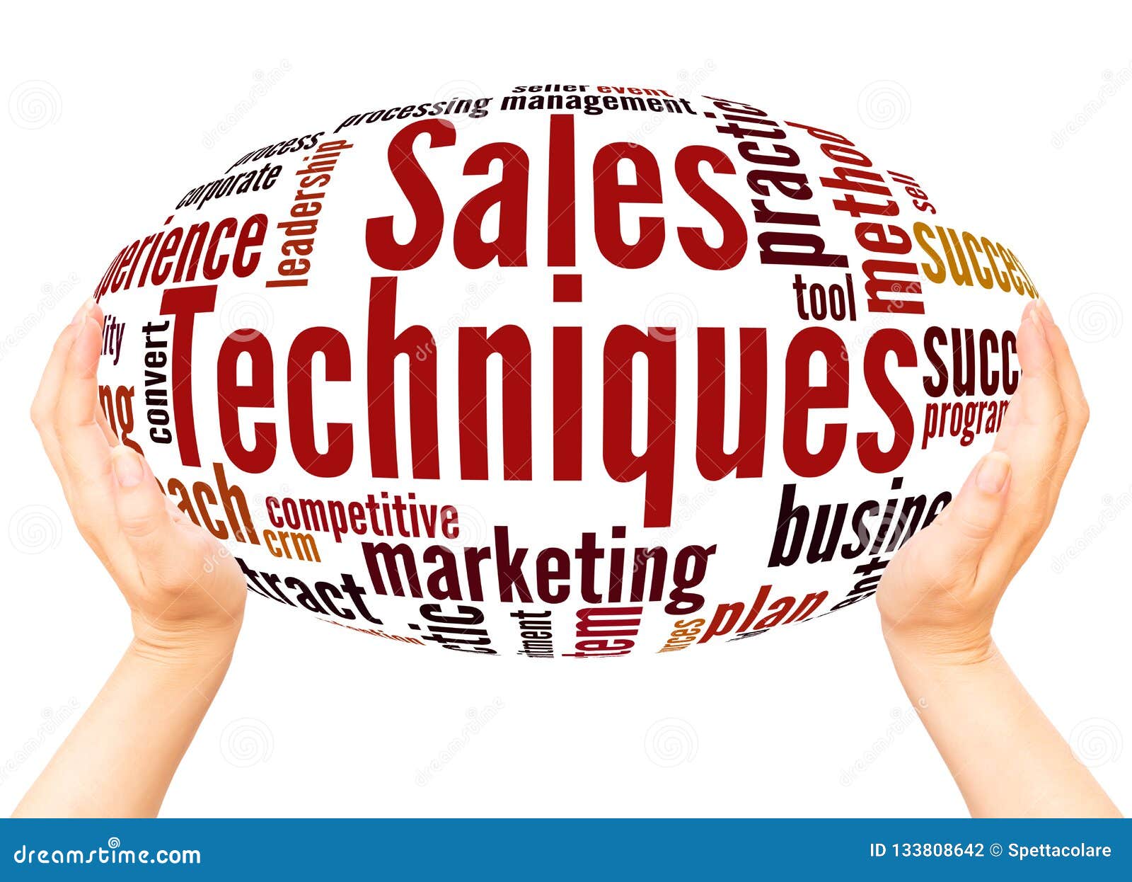 Sales Techniques Word Cloud Hand Sphere Concept Stock Photo - Image of ...