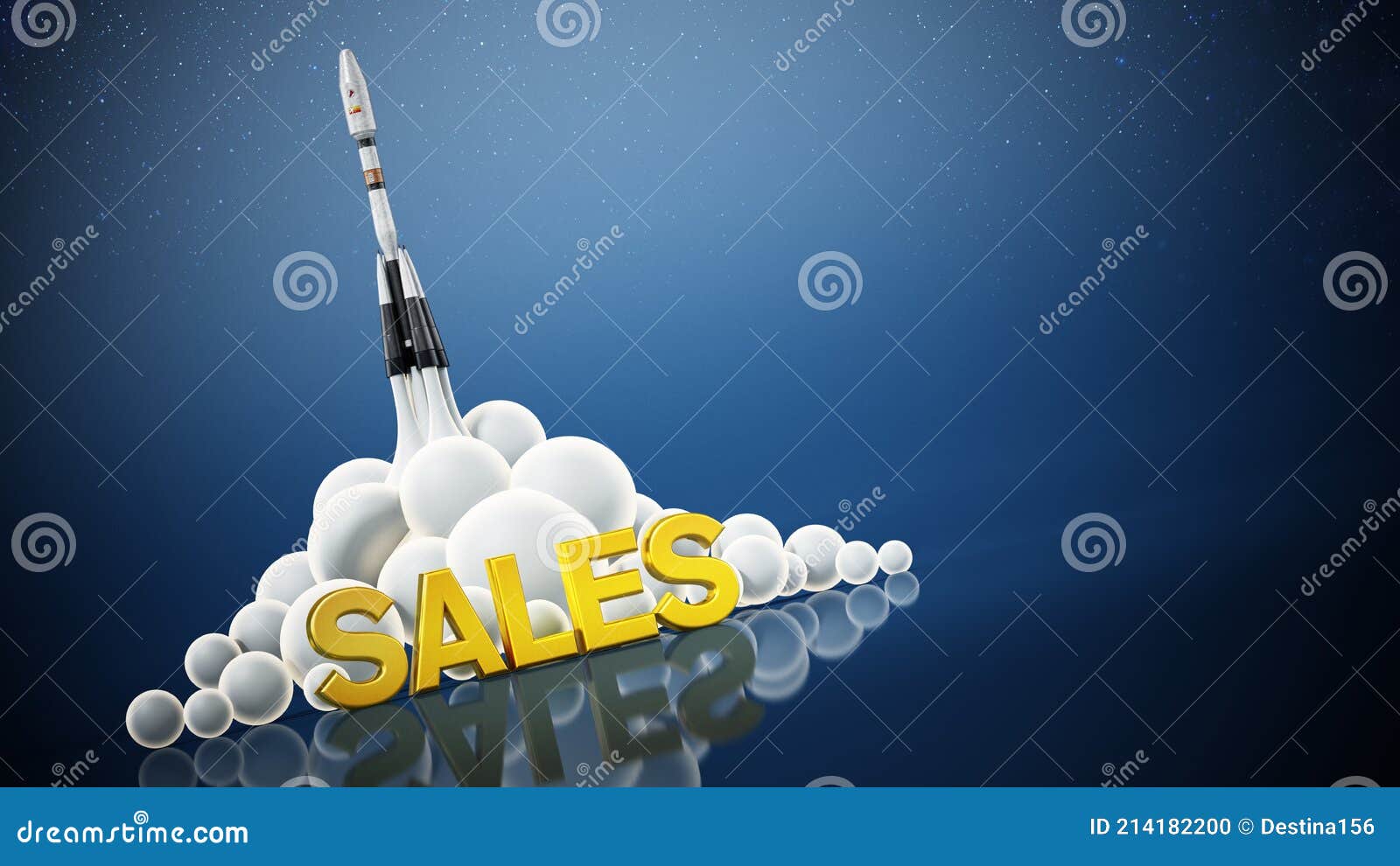 Sales Text Standing in Front of a Launching Rocket. Business and ...