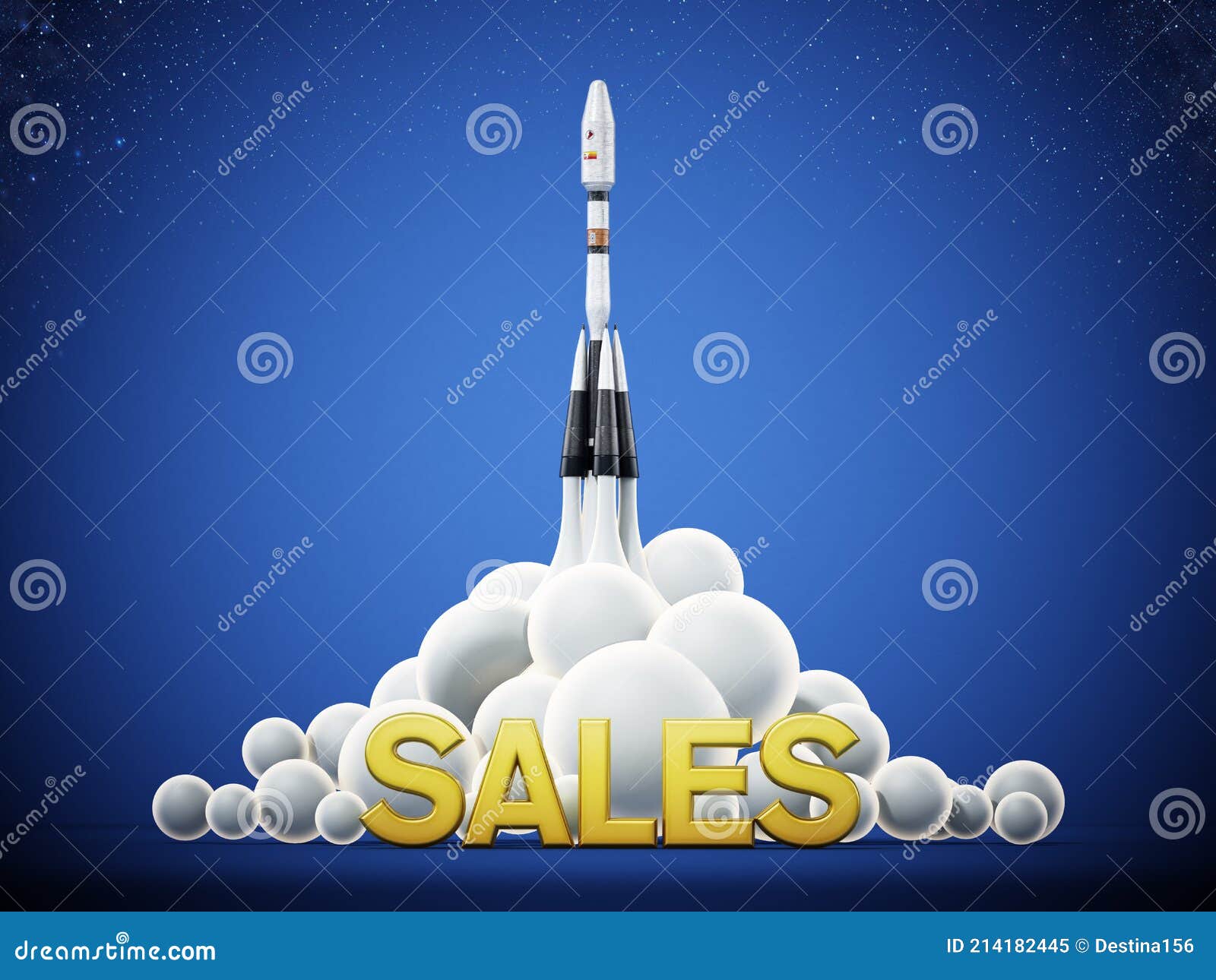 Sales Text Standing in Front of a Launching Rocket. Business and ...