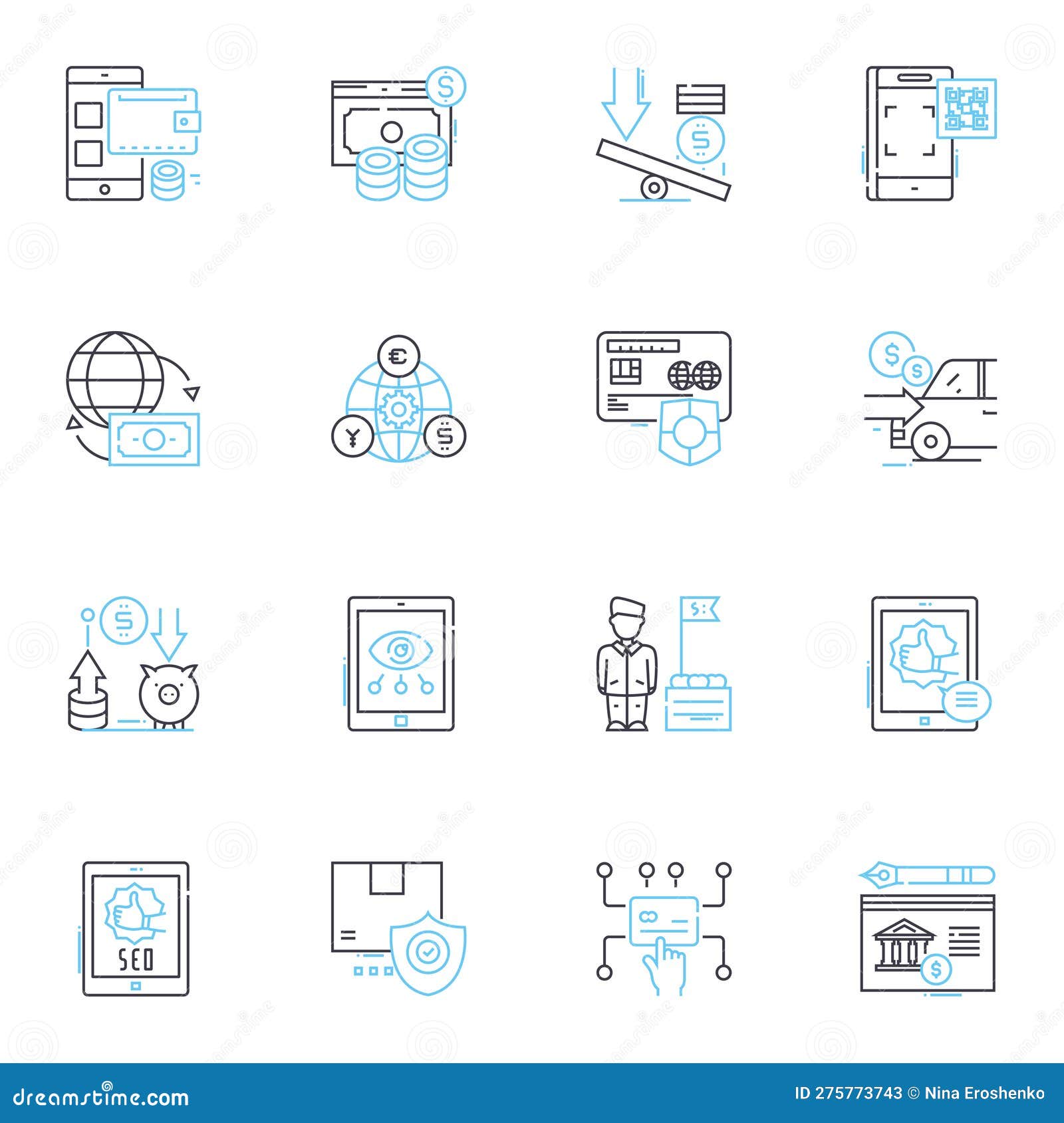 Sales Tracking Linear Icons Set. Metrics, Pipeline, Conversion ...