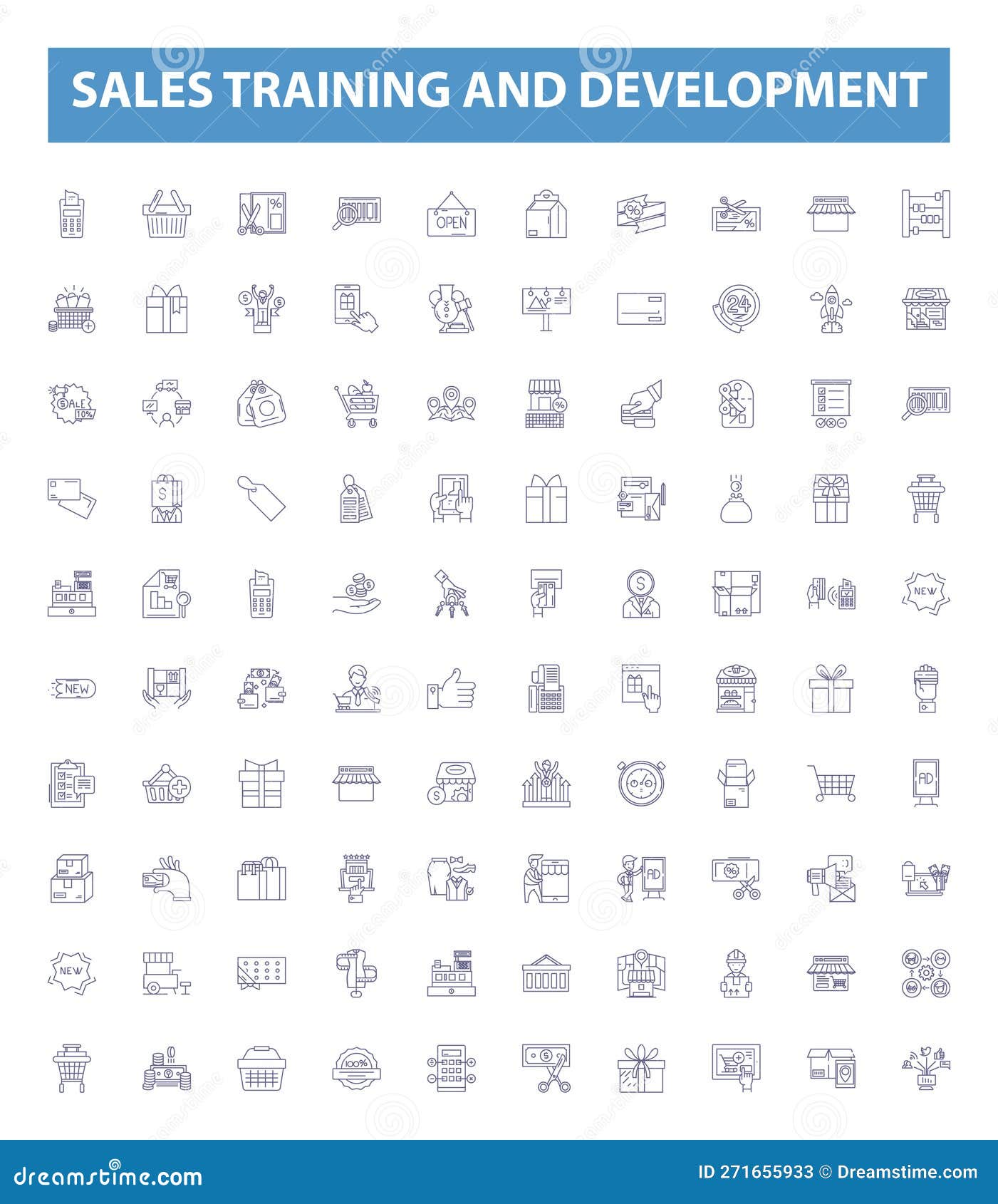 Sales Training Line Icons Collection. Prospecting, Negotiation ...