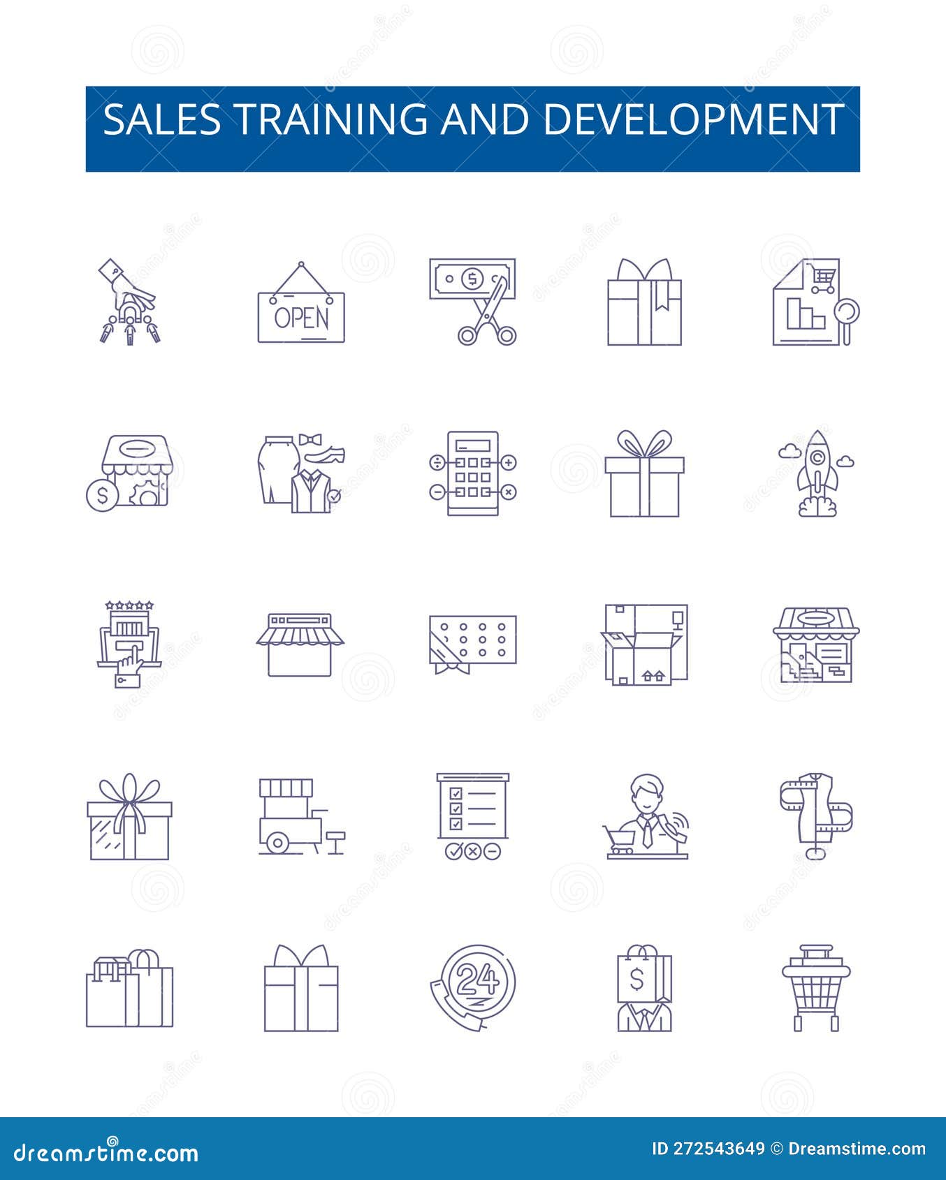 Sales Training and Development Line Icons Signs Set. Design Collection ...
