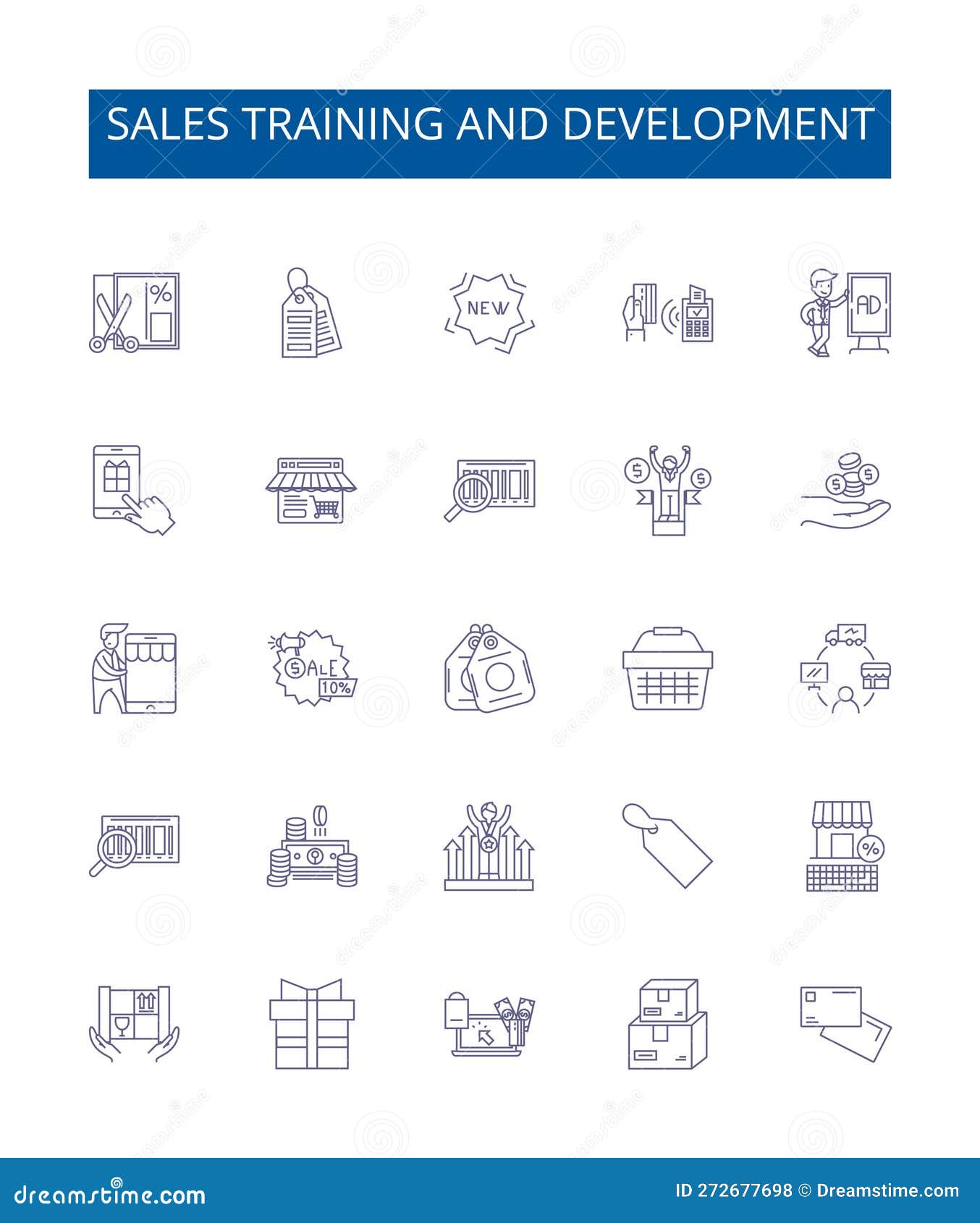 Sales Training and Development Line Icons Signs Set. Design Collection ...