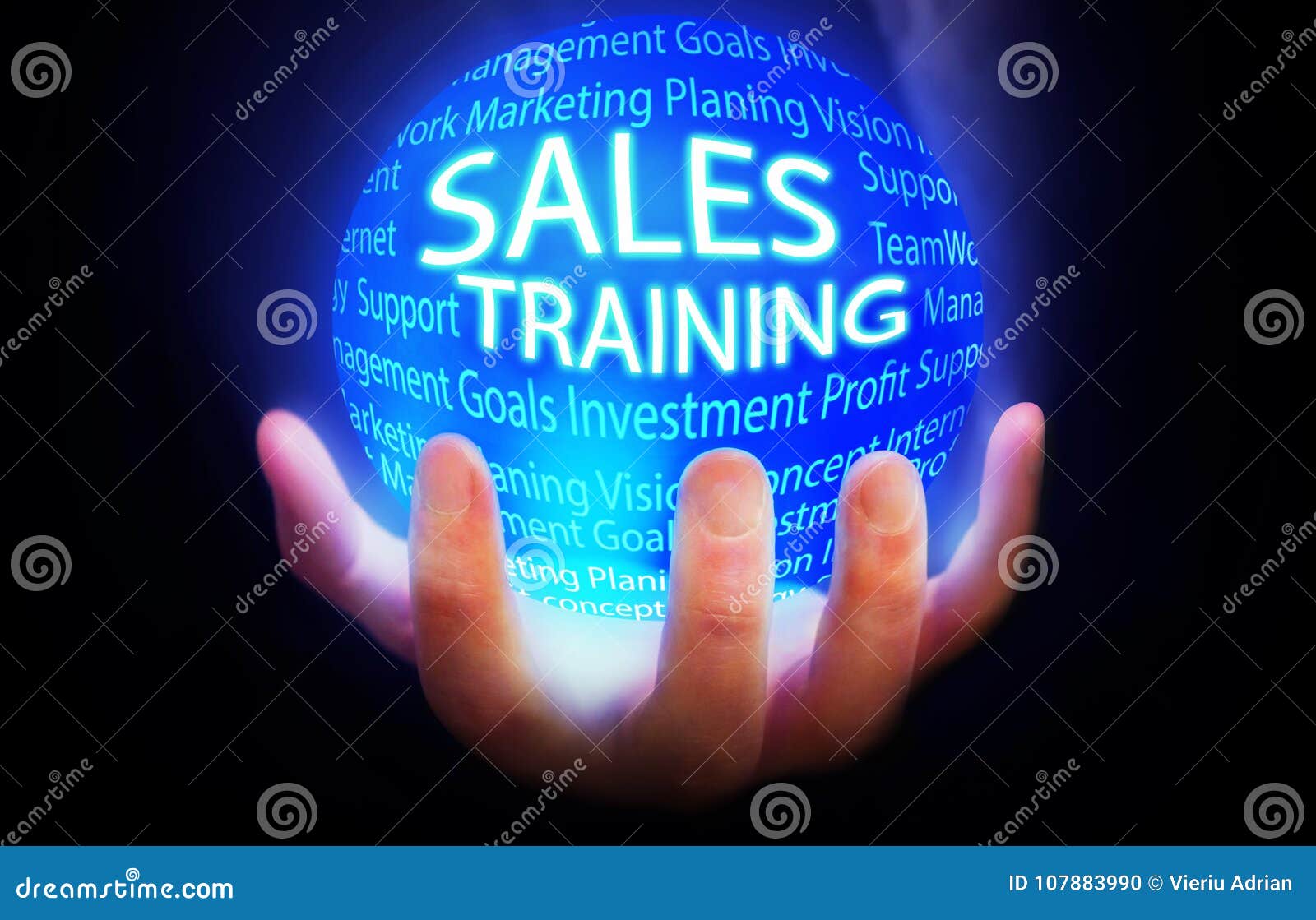 Sales Training Globe Background Blue Stock Illustration - Illustration ...
