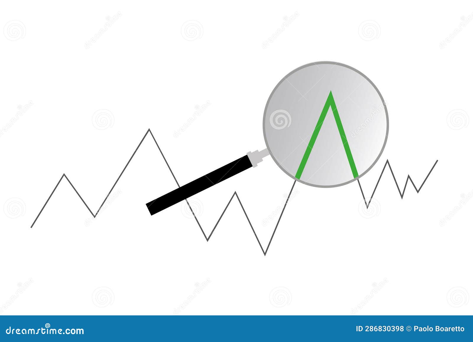 Sales Trend. Illustration with Magnifying and Graph Stock Illustration ...
