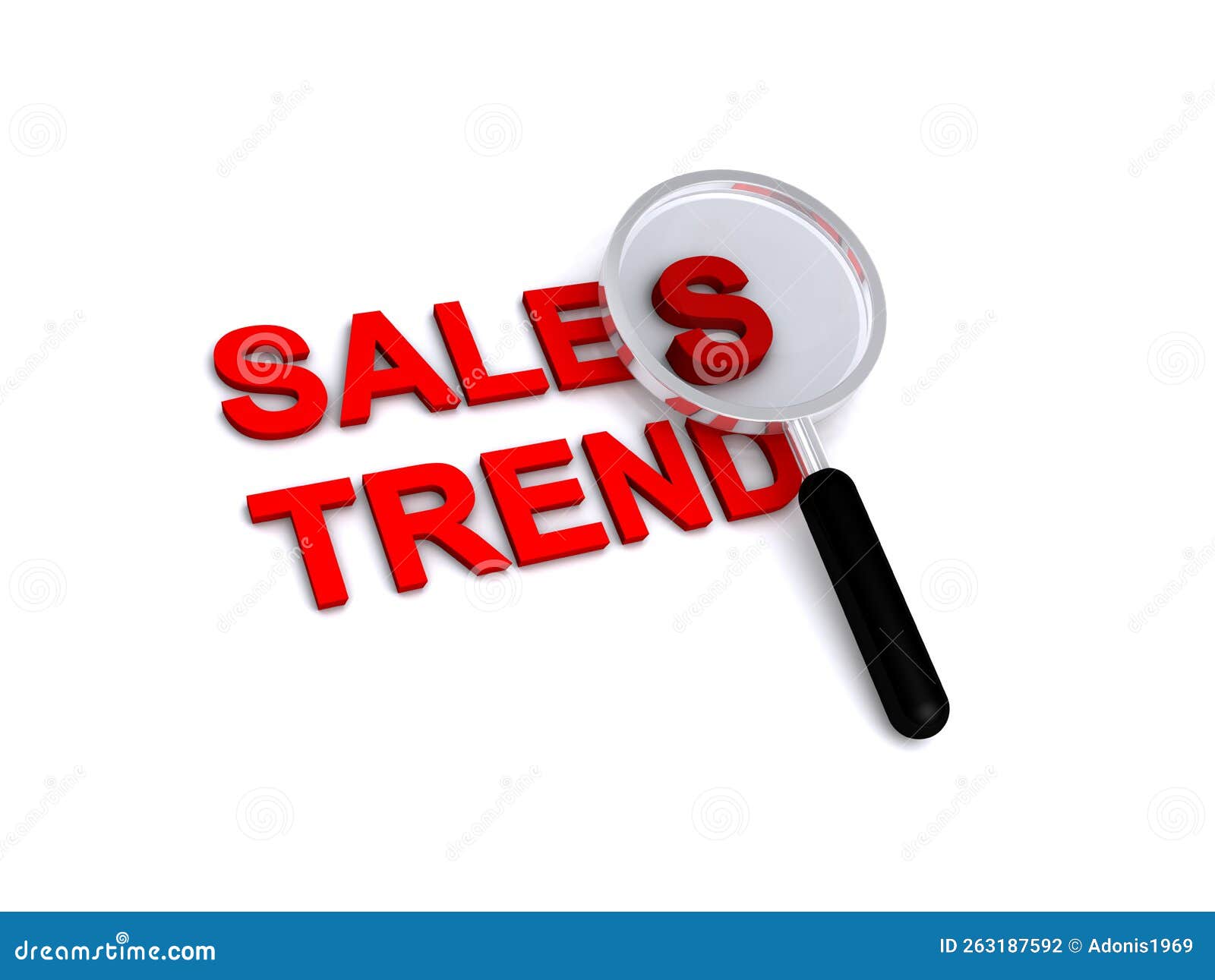 Sales Trend with Magnifying Glass on White Stock Illustration ...