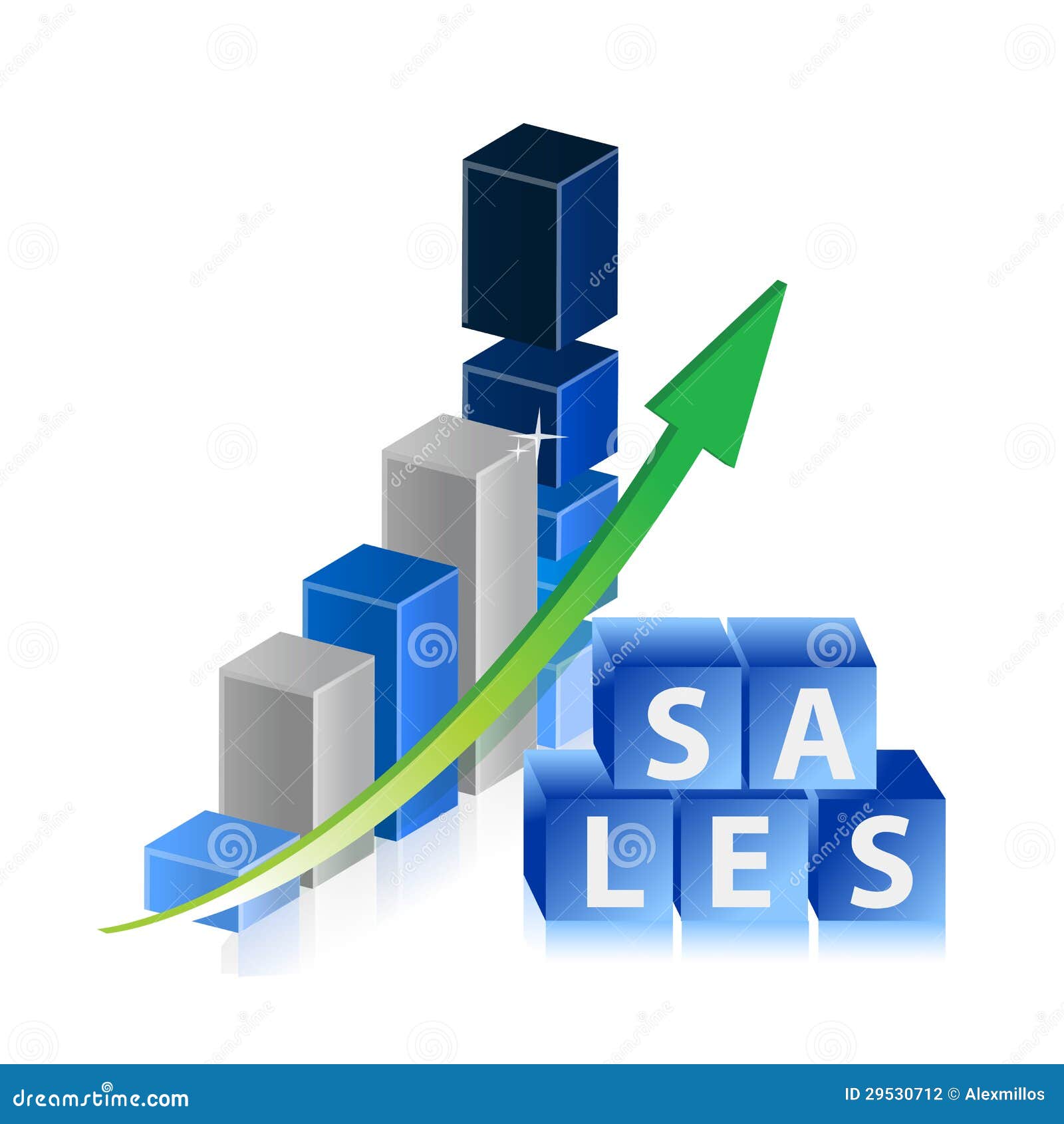 Sales Up Business Graph with Arrow and Cubes Stock Illustration ...