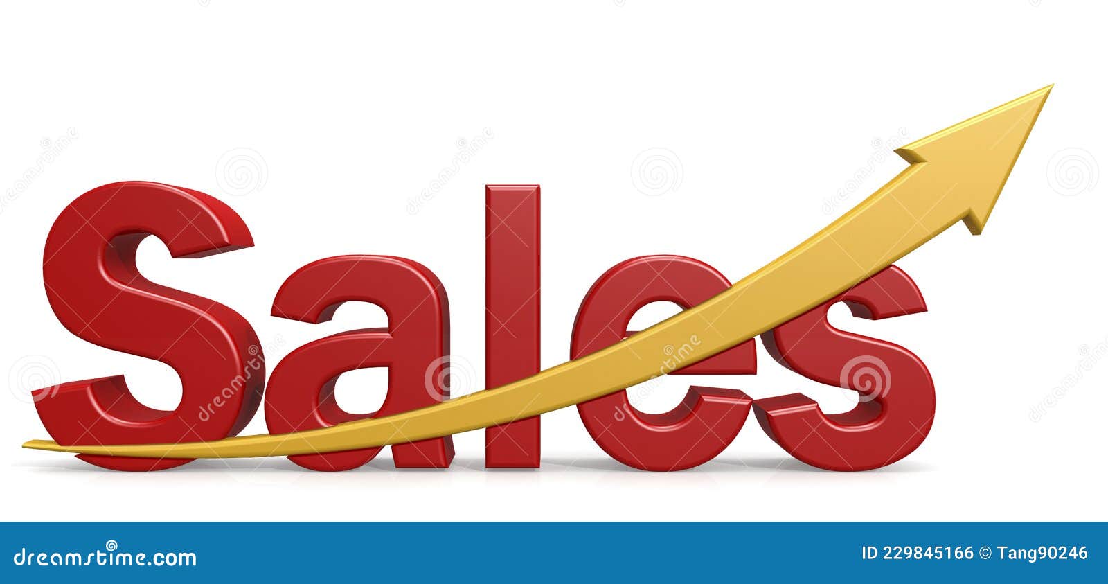 Sales Word with Upward Golden Arrow Stock Illustration - Illustration ...