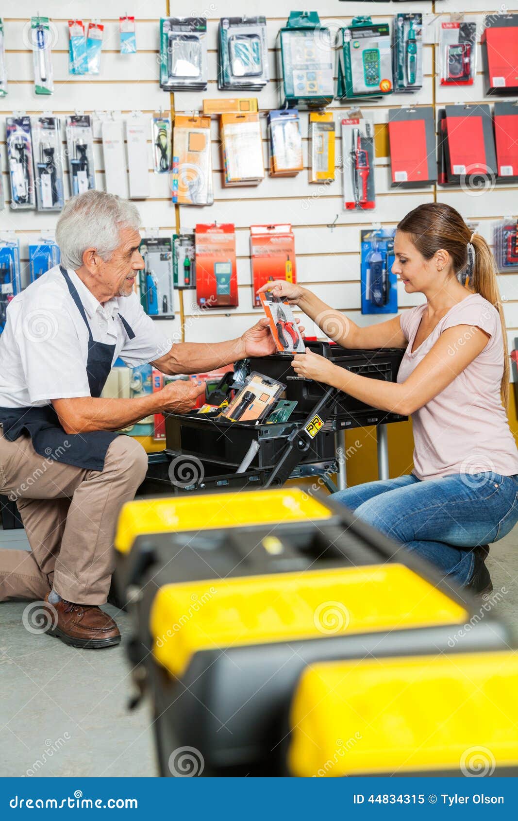 Salesman Assisting Customer in Selecting Tools at Stock Image - Image ...