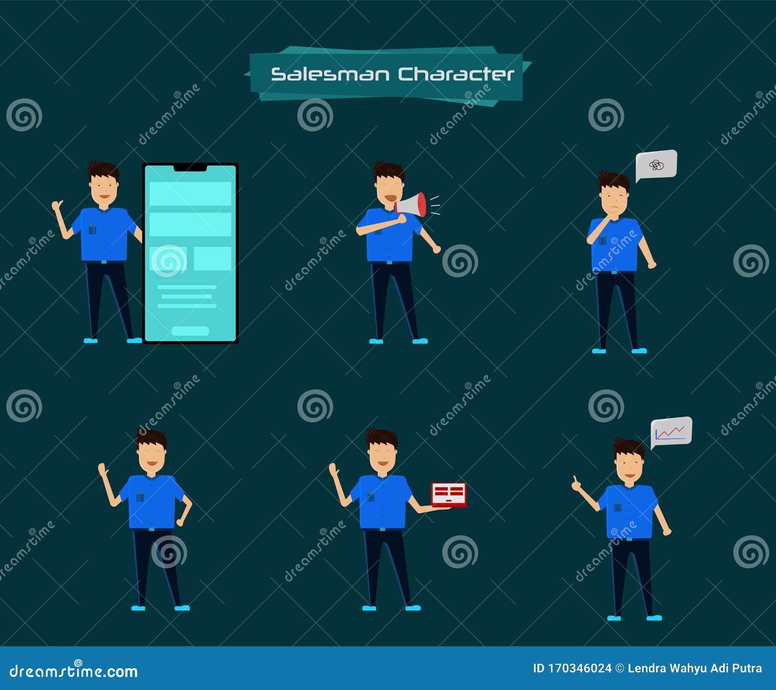 Salesman Character Set Bundle Stock Illustration - Illustration of jump ...