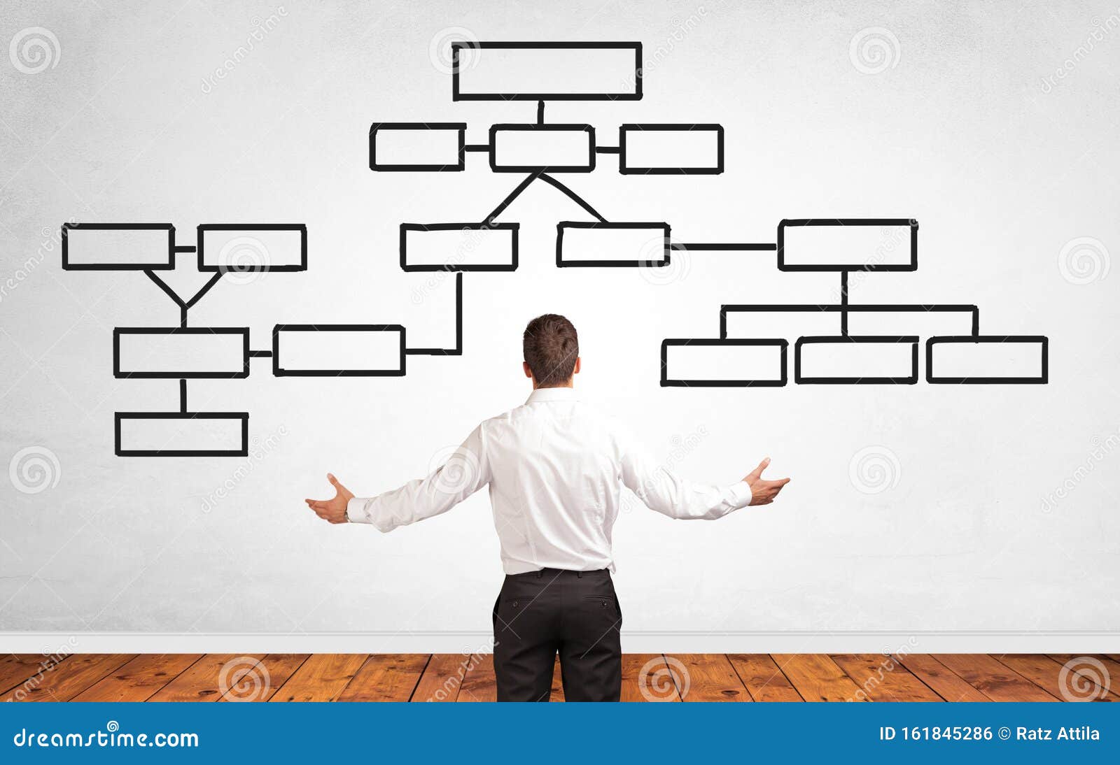 Businessman in Doubt Looking for Solution Concept with Organizational ...
