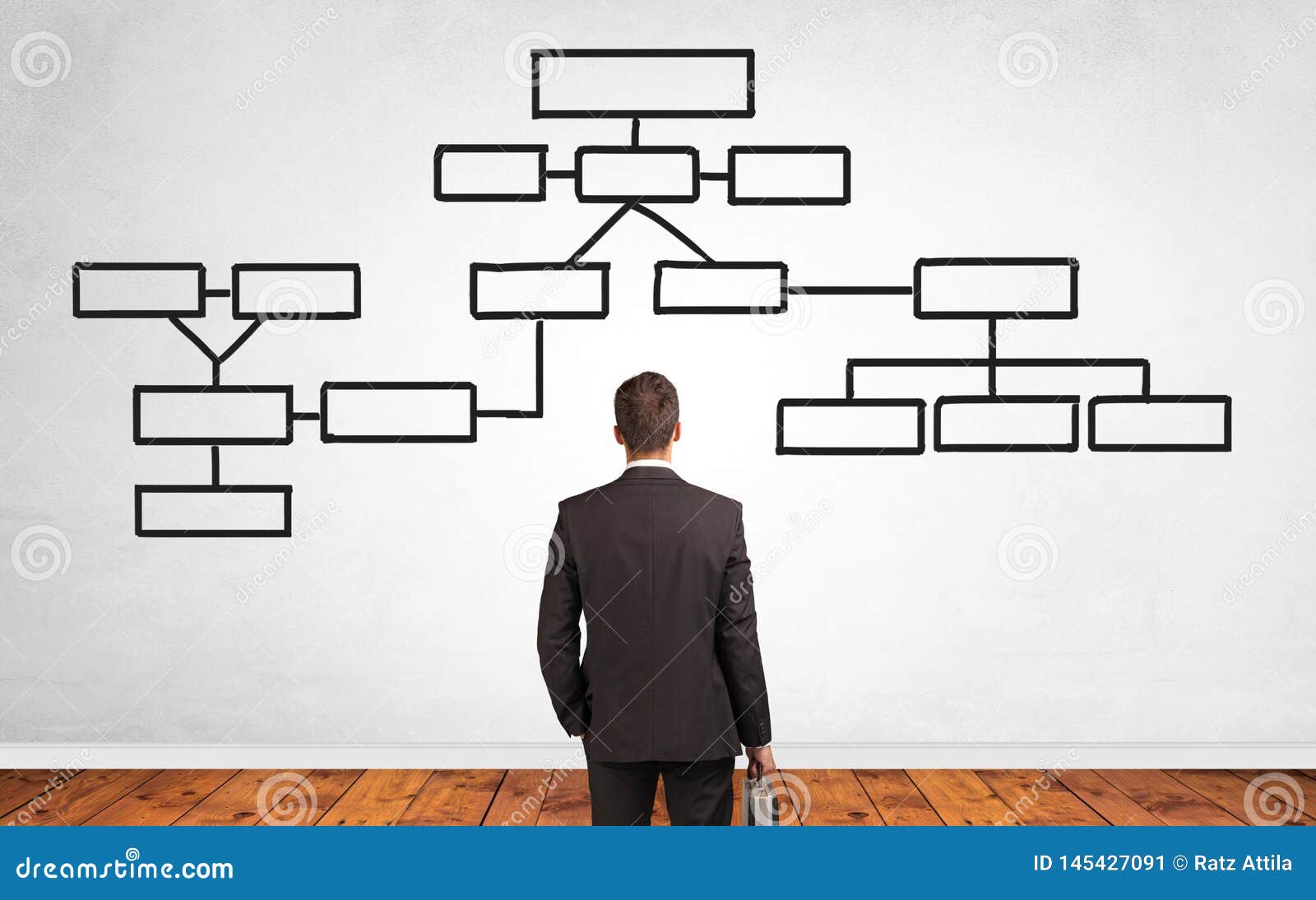 Businessman in Doubt Looking for Solution Concept with Organizational ...