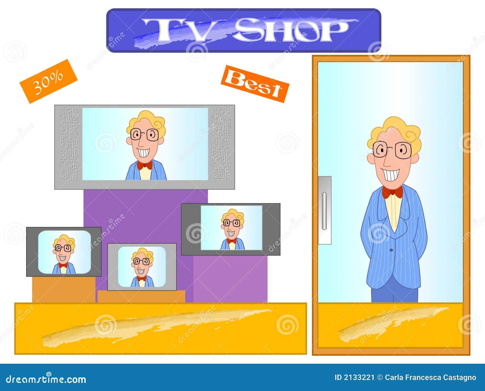 Car Salesman Selling Car With Problem To Customer, Vector Cartoon Stick ...