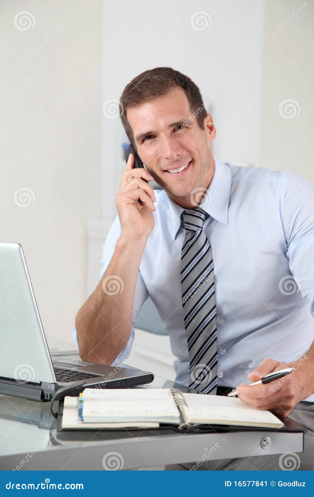 Salesman on the phone stock image. Image of agenda, mobile - 16577841