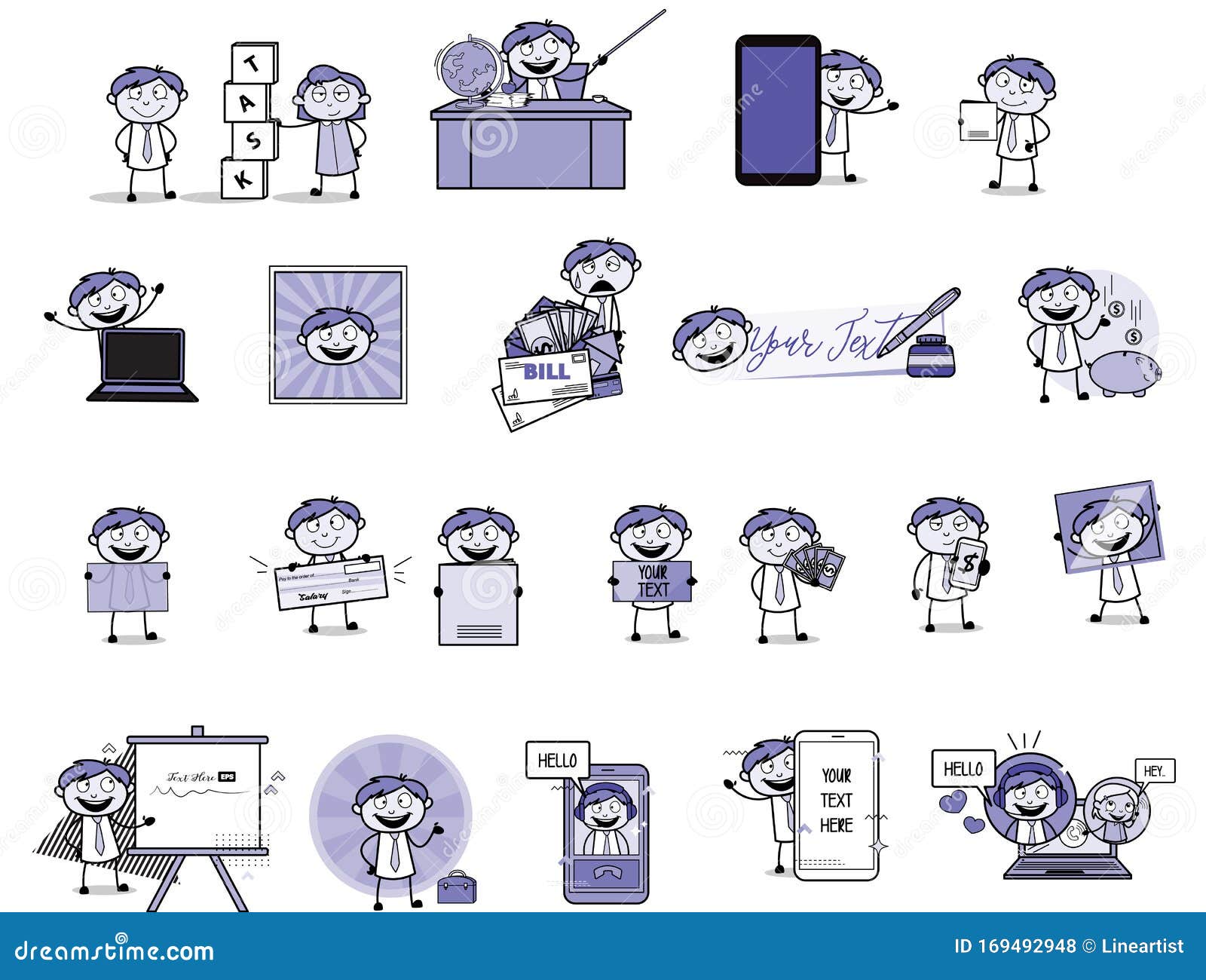 Salesman - Set of Different Retro Concepts Vector Illustrations Stock ...