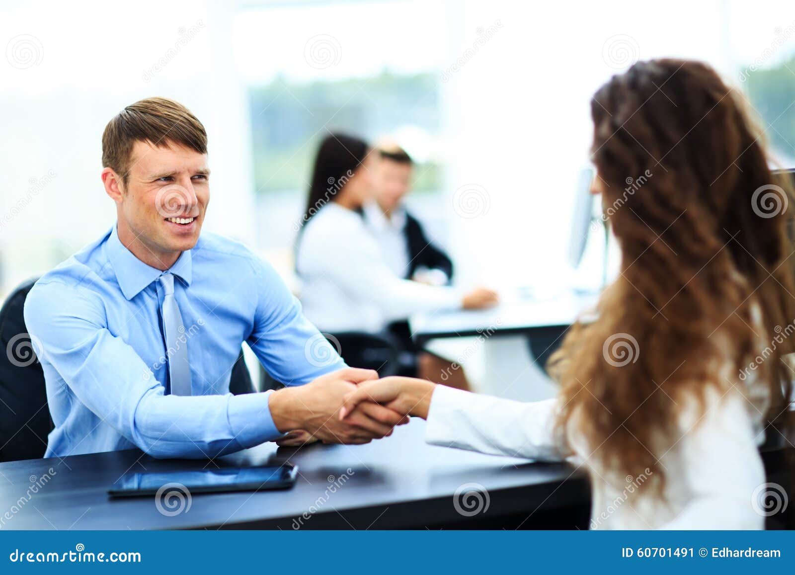 Salesman Shaking Hands To Clients Stock Image - Image of people, hands ...
