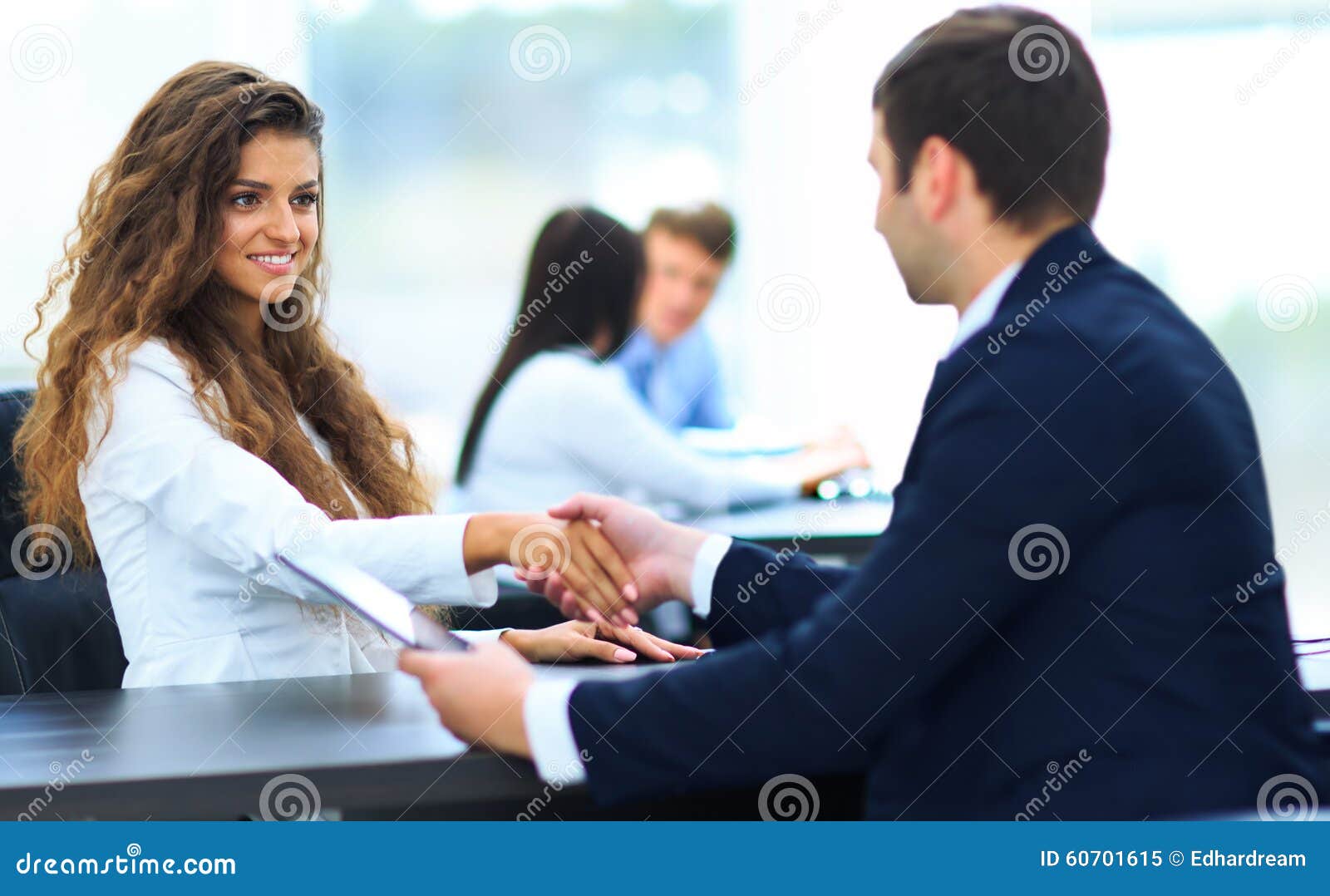Salesman Shaking Hands To Clients Stock Image - Image of corporate ...