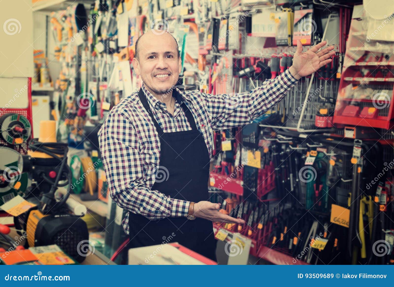 Salesman Showing Different Tools Stock Image - Image of building, mall ...