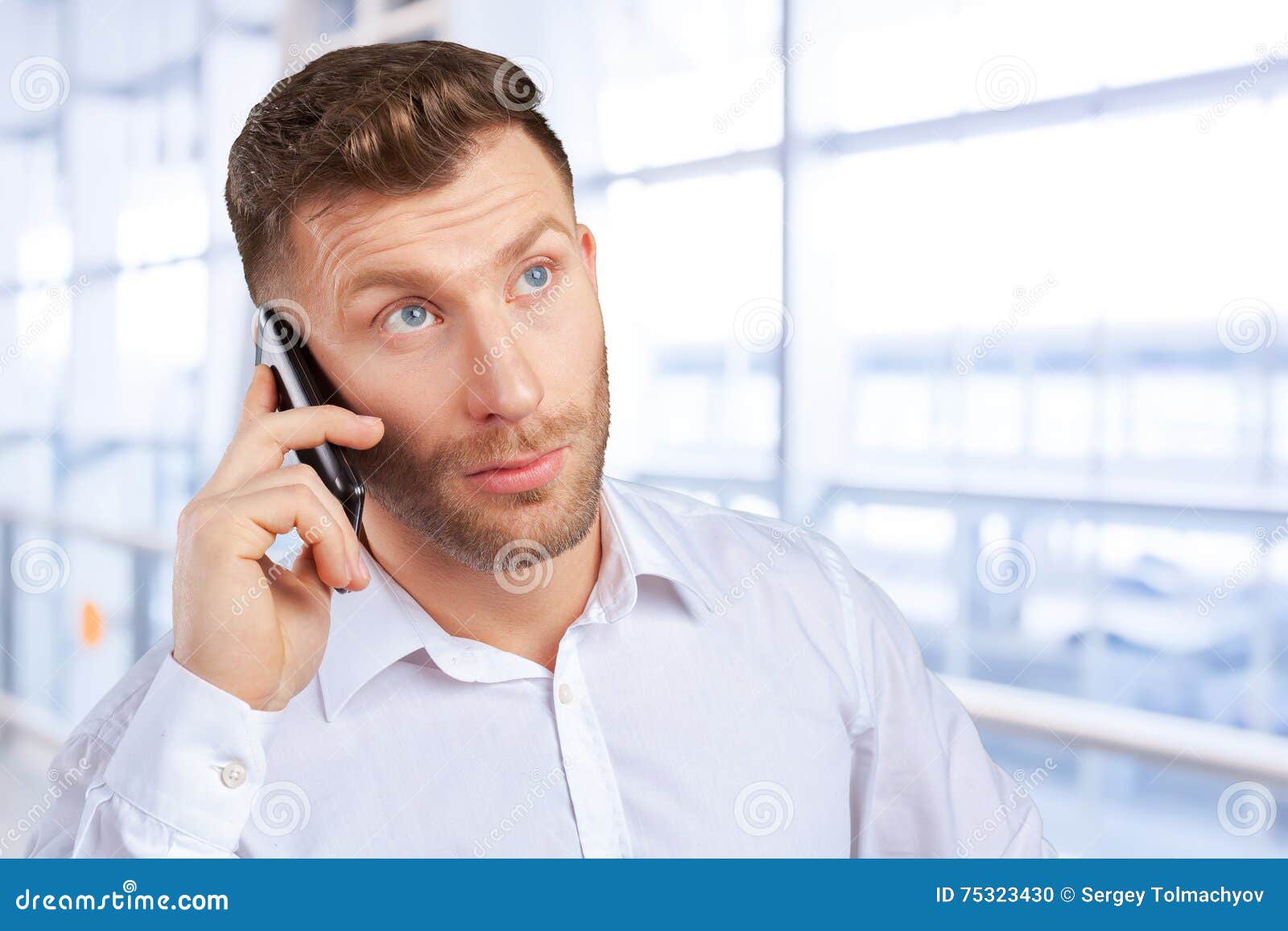 Salesman Talking on Mobile Phone Stock Photo - Image of happiness ...