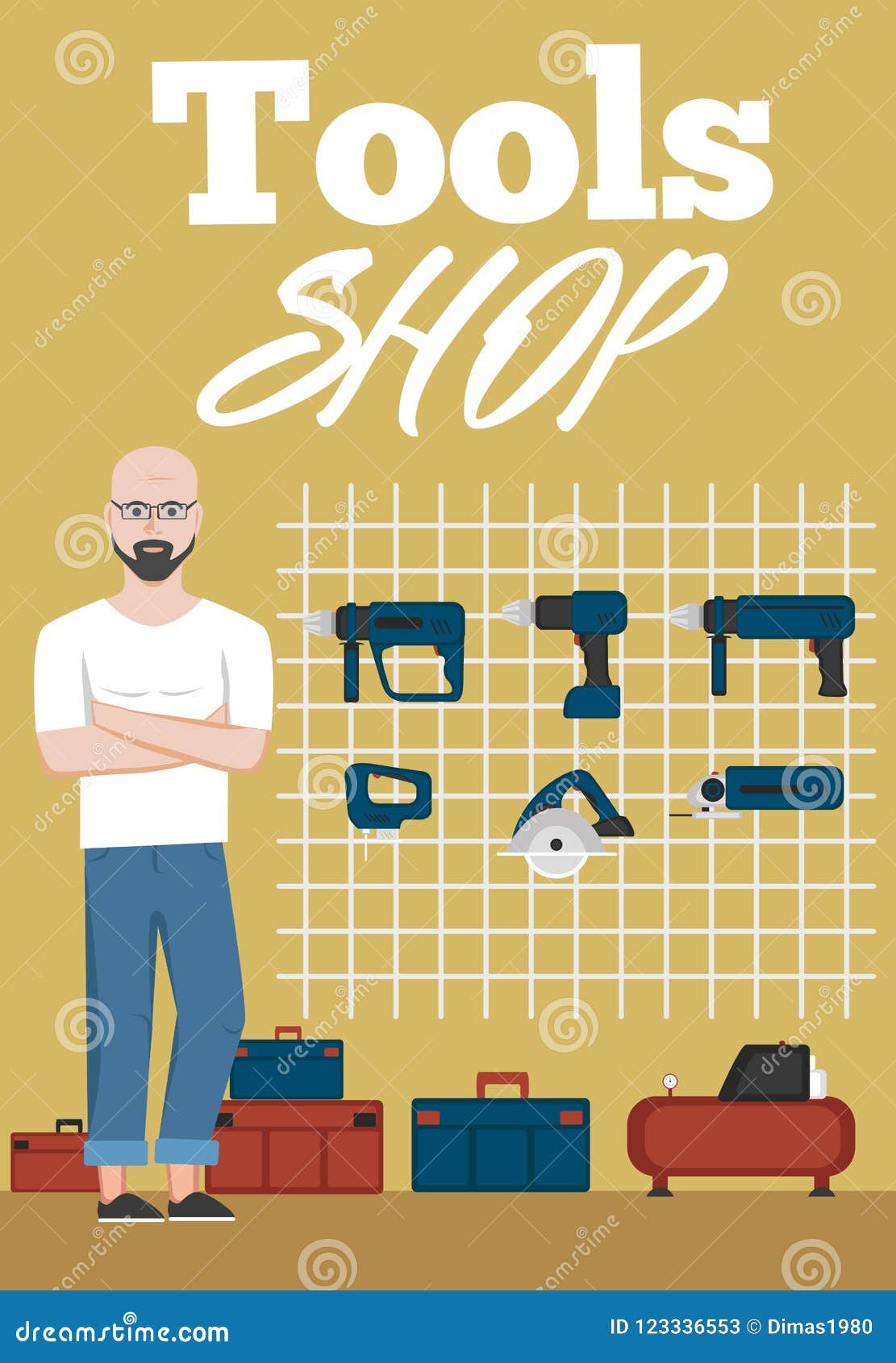 Tools Shop Banner with Instruments Stock Vector - Illustration of offer ...