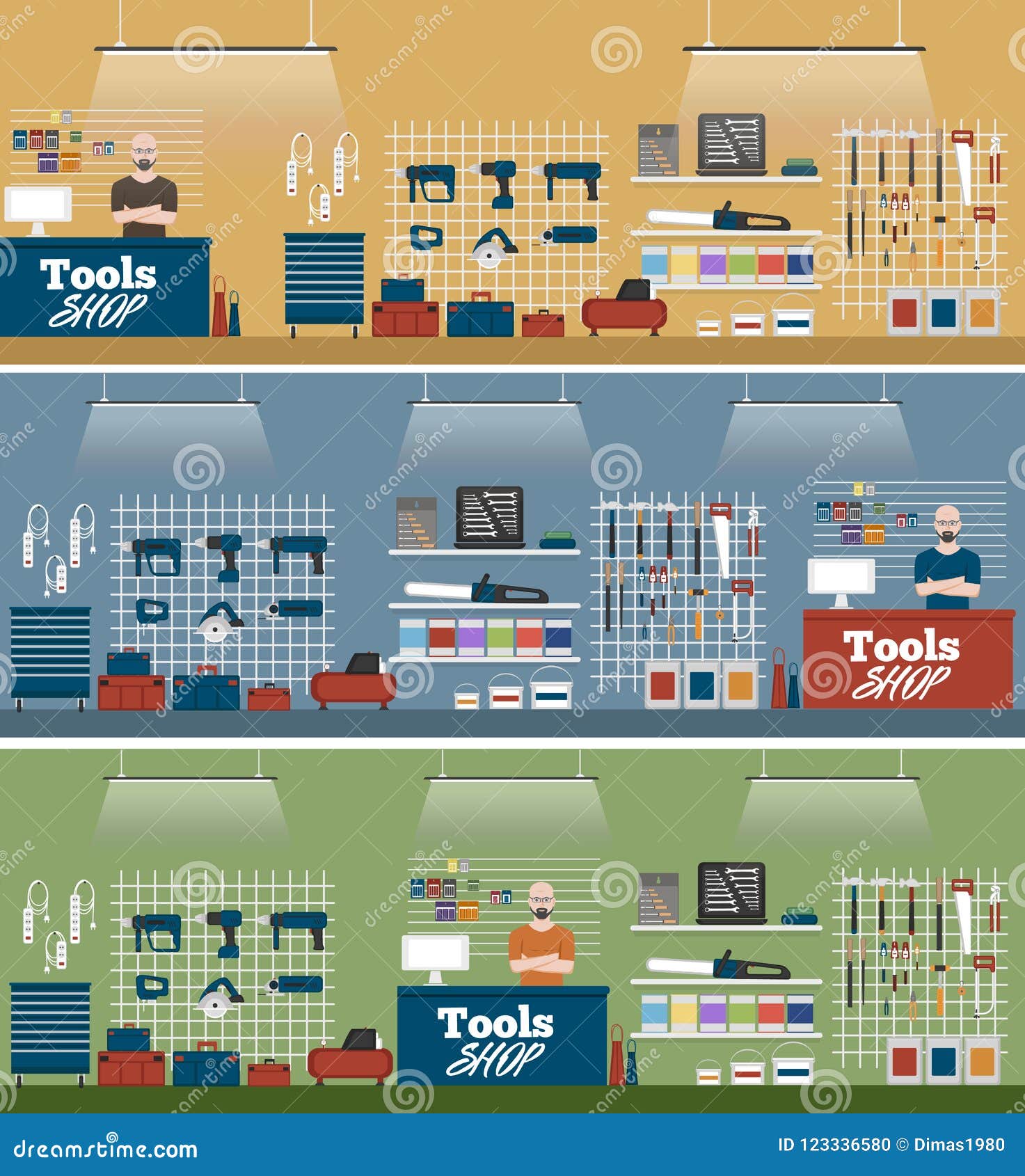 Tools Shop Banner with Instruments Stock Vector - Illustration of flat ...