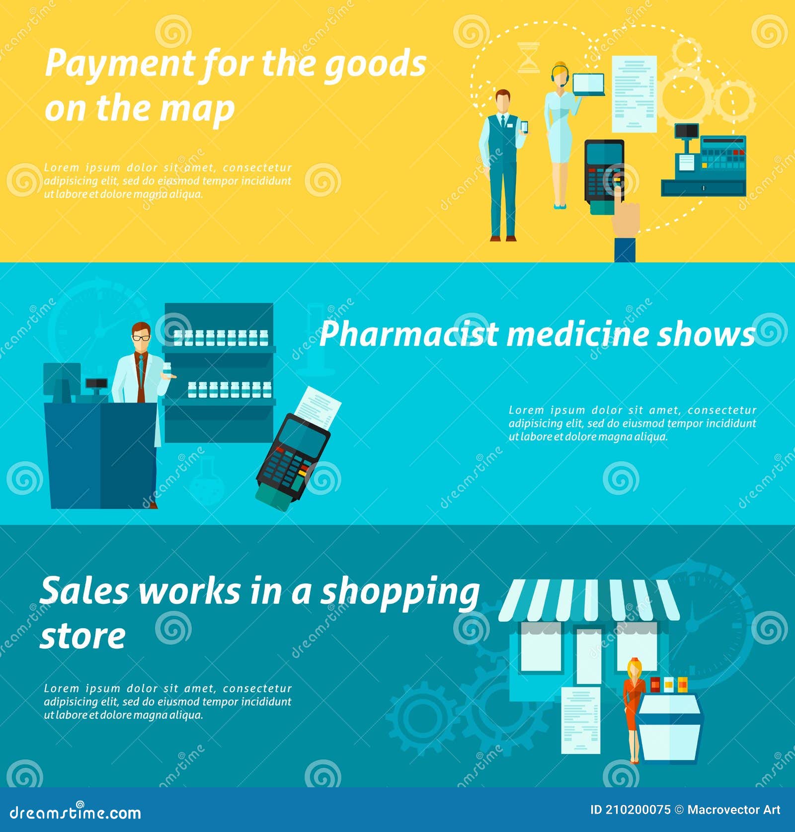 Salesmen Banner Set stock vector. Illustration of business - 210200075