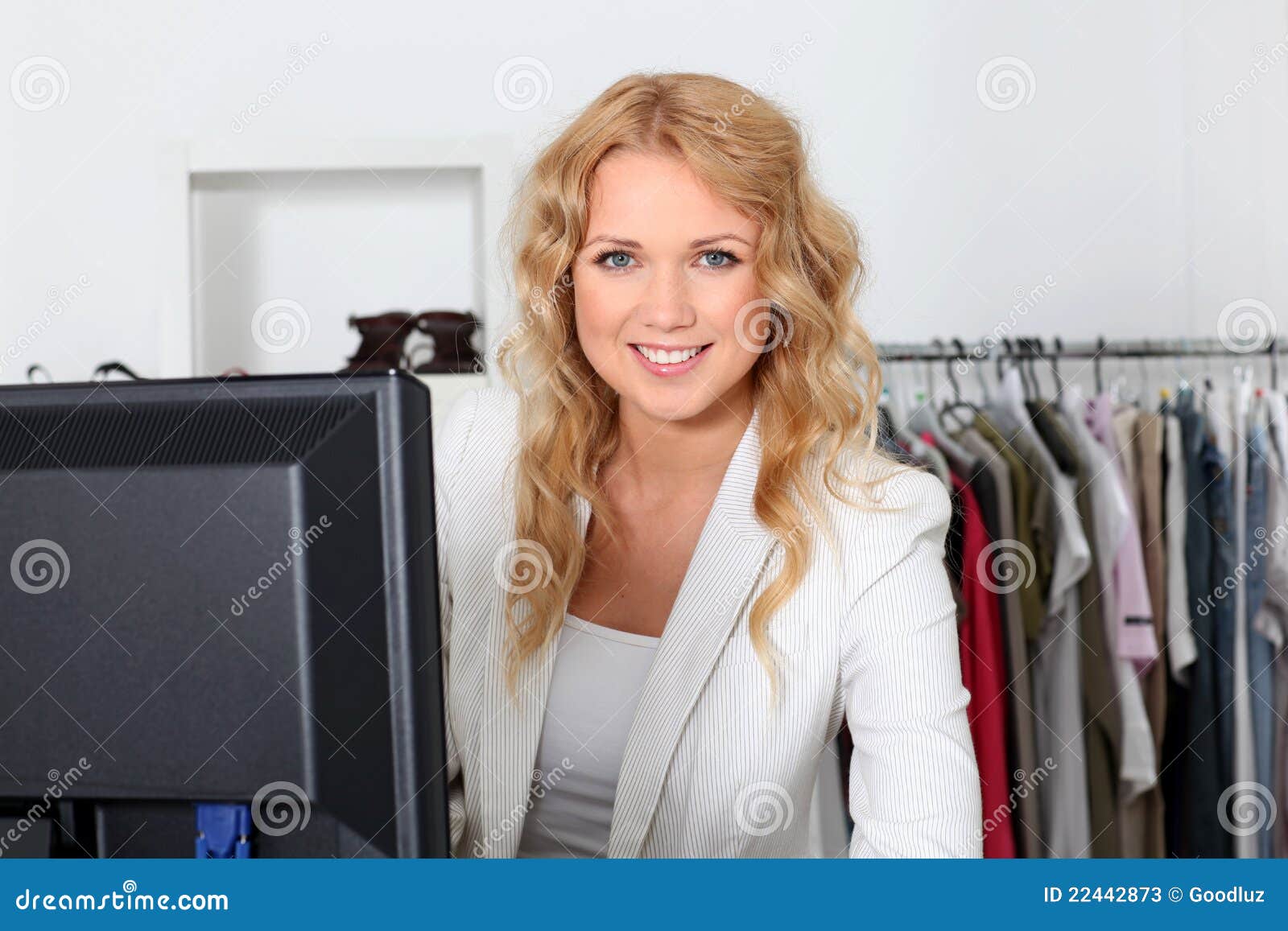 Saleswoman in store stock image. Image of saleswoman - 22442873