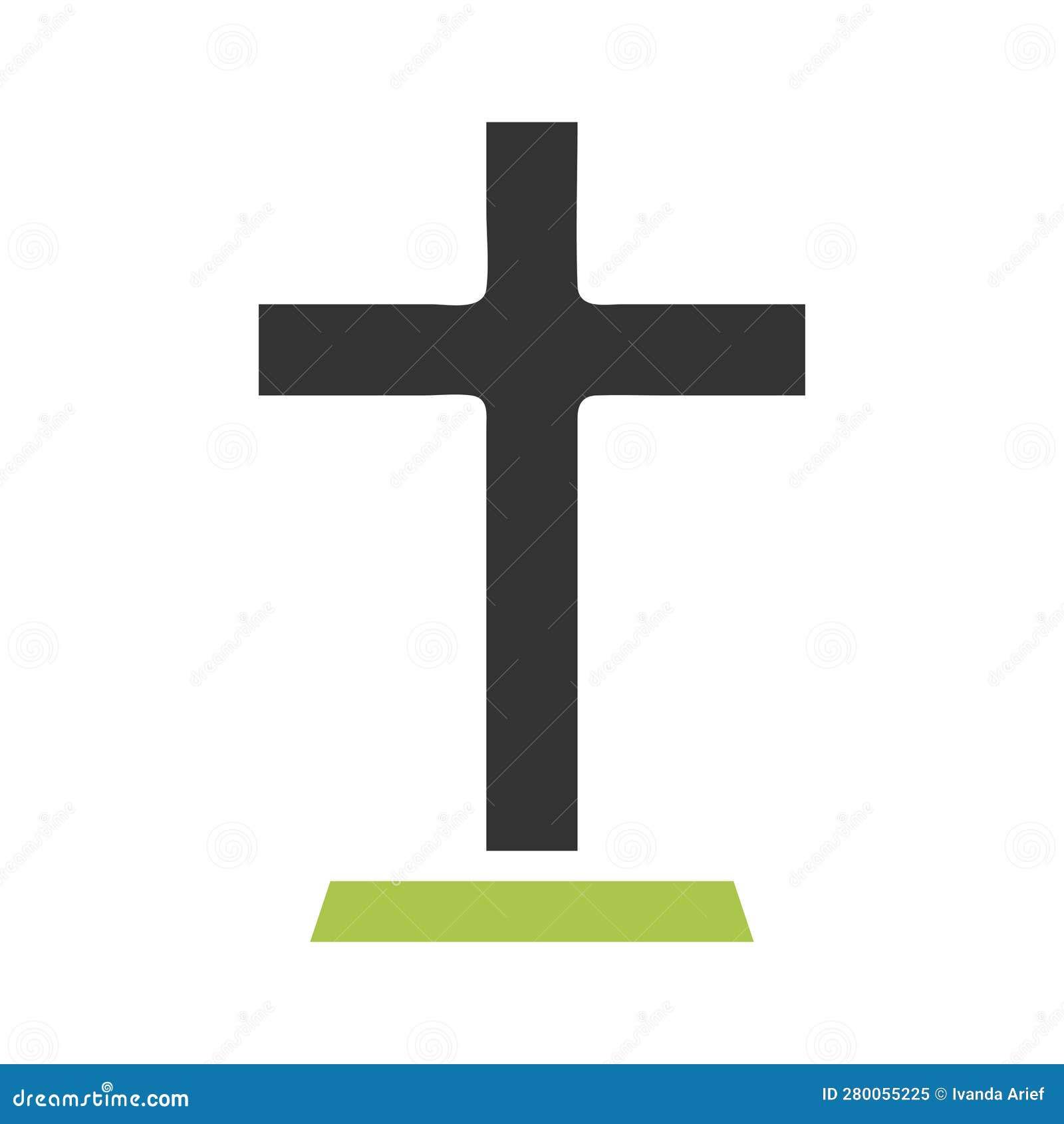 Salib Icon Solid Green Grey Colour Easter Symbol Illustration Stock ...