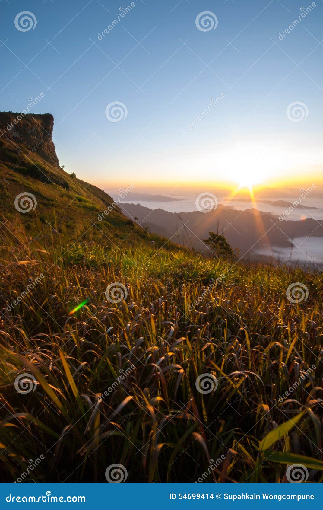 Salida Del Sol En Phu Chee Fah Foto de archivo - Imagen de lugar, pico ...