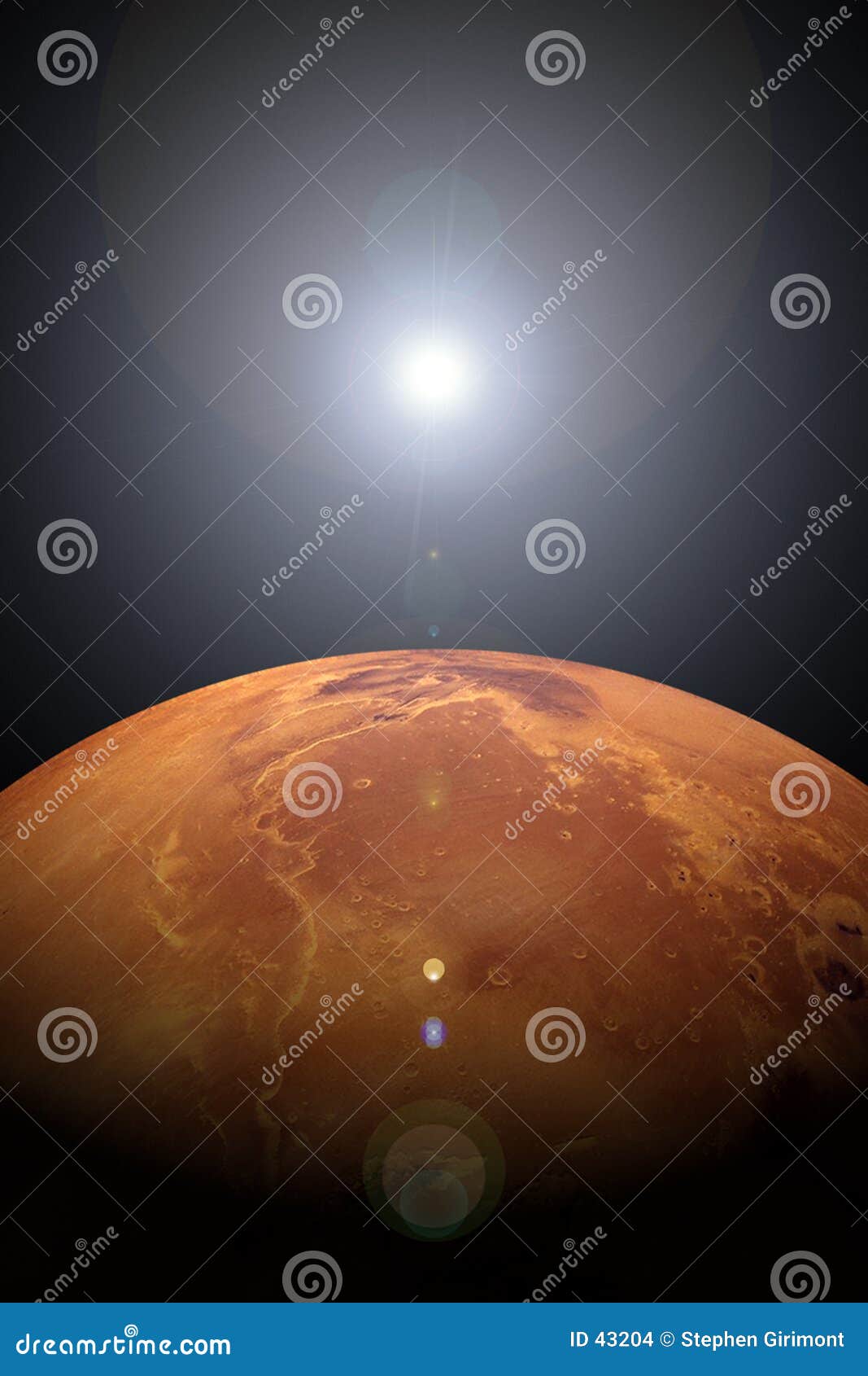 Salida del sol sobre Marte stock de ilustración. Ilustración de lente ...