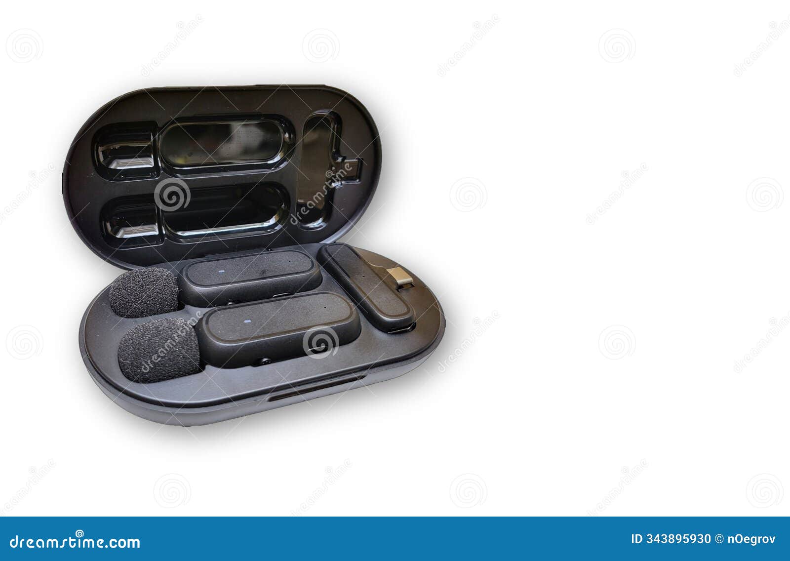 One Set of Black Wireless Microphone and Charger Holder Stock Photo ...