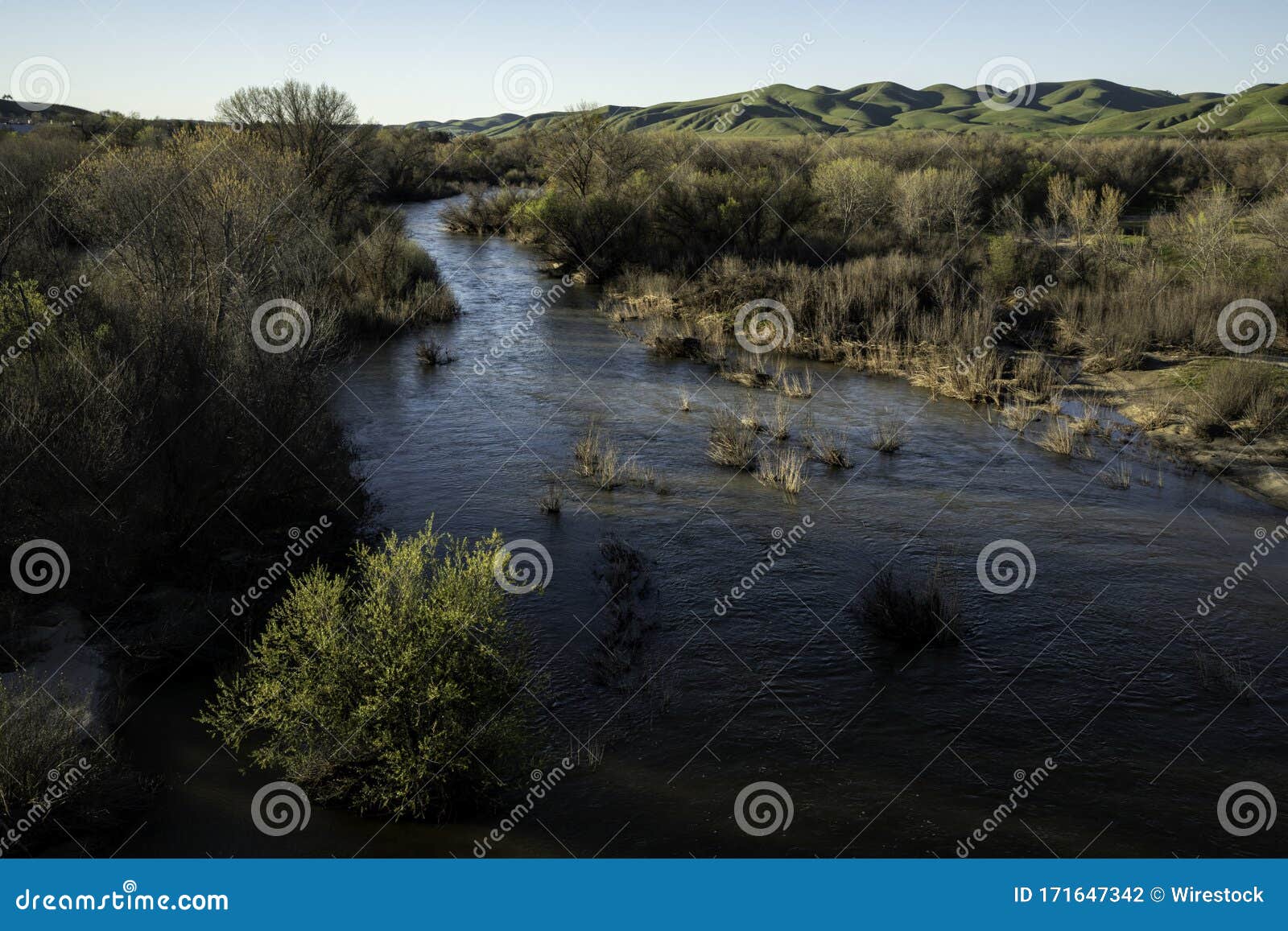 Salinas River stock photo. Image of green, hills, water - 171647342