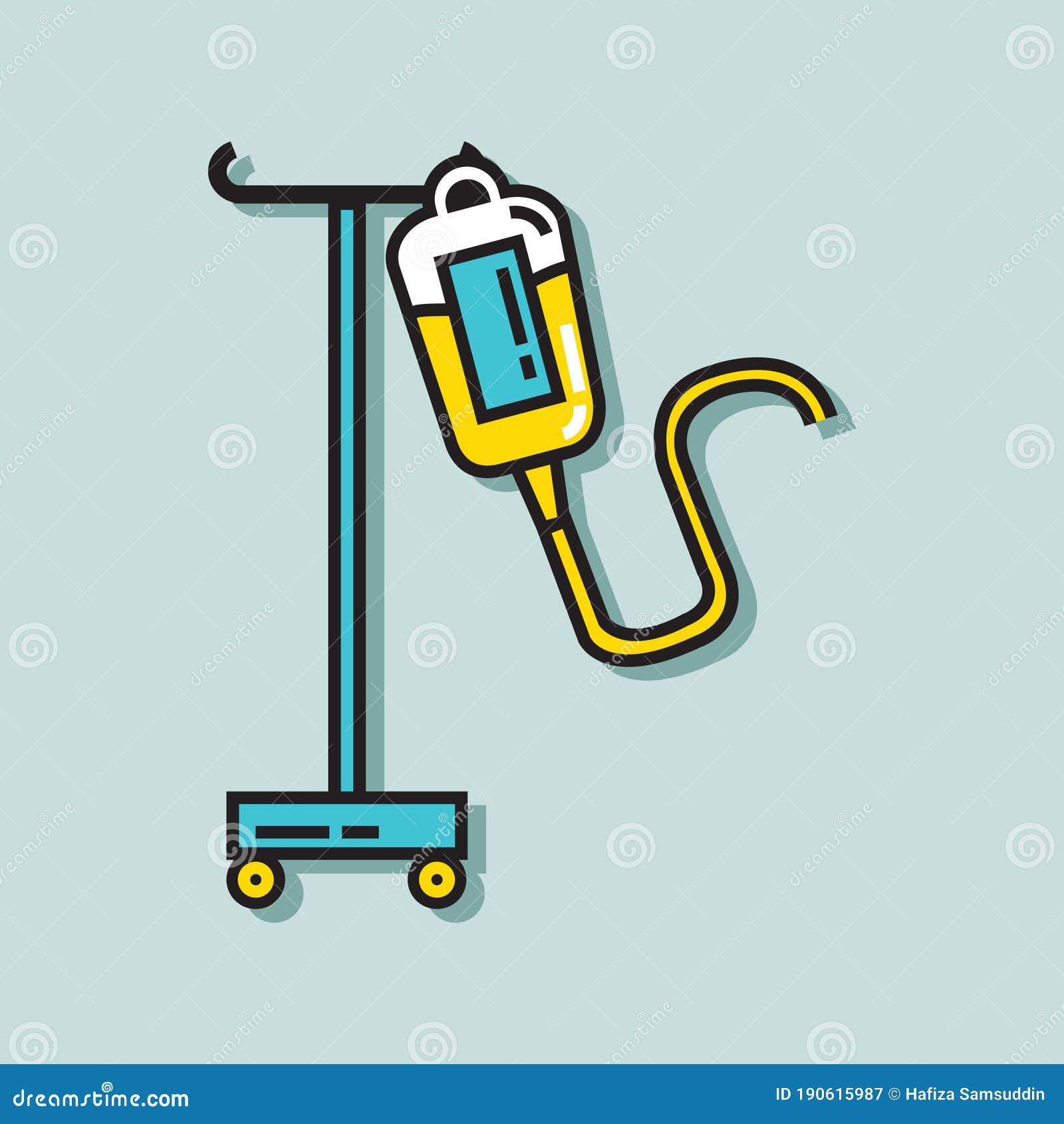 IV Stand With Saline Or Glucose Solution. Drip Bag Line Icon On White ...