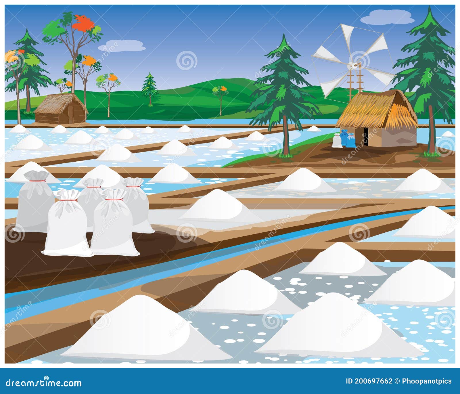 Saline Field at Countryside Vector Stock Vector - Illustration of ...