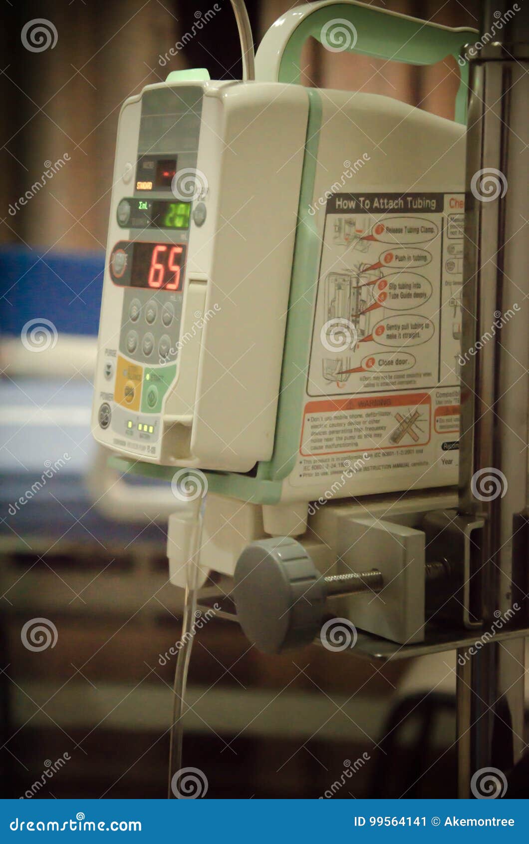 Saline Machine Near the Patient Bed Stock Image - Image of automatic ...