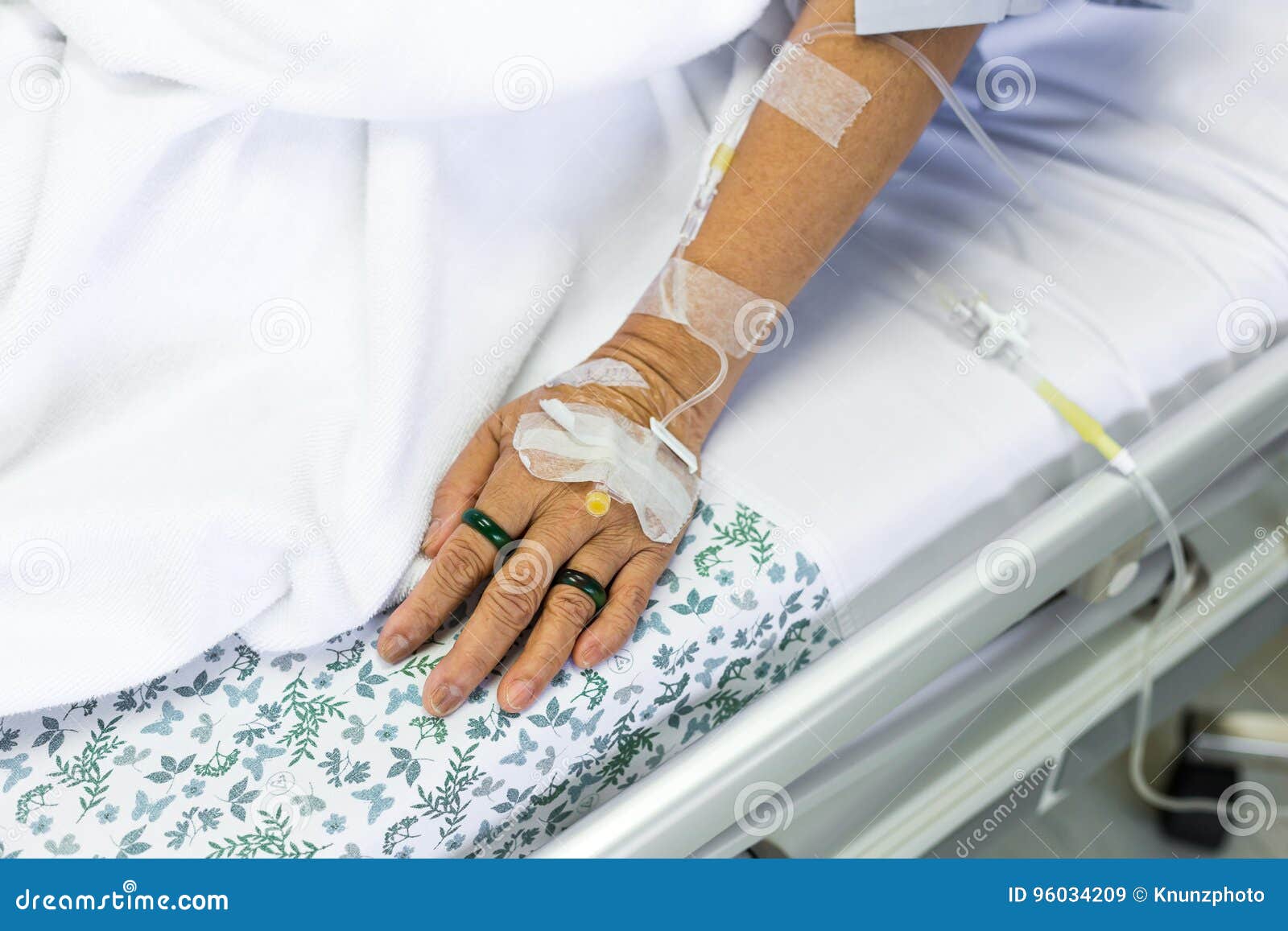 Saline Solution To Patient Hand Stock Image - Image of tape, cure: 96034209