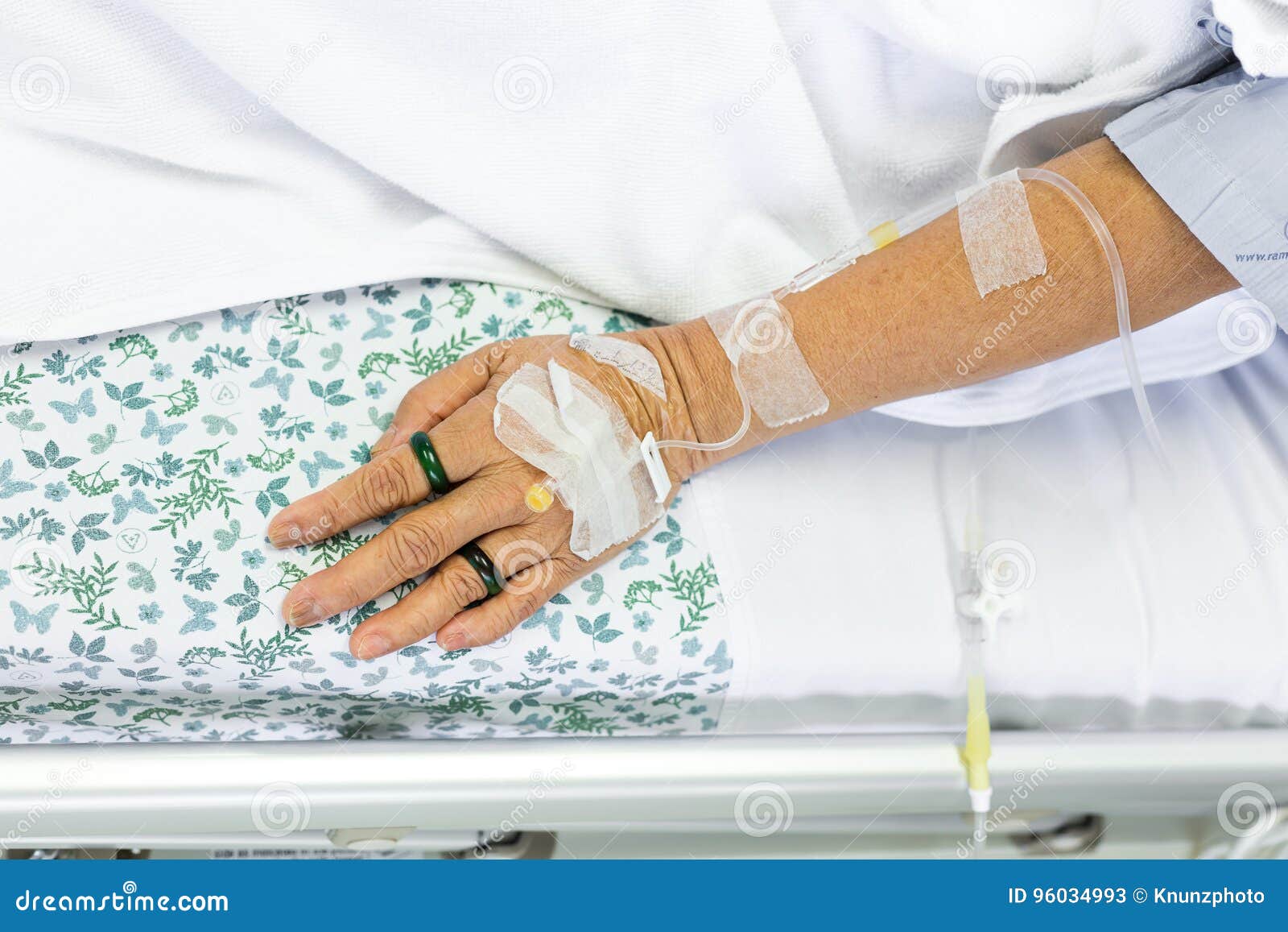 Saline Solution To Patient Hand Stock Image - Image of recovery ...